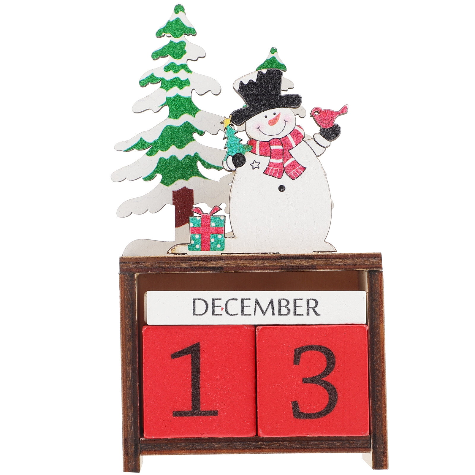 TOYMYTOY Christmas Calendar Snowman Wooden Calendar Desktop Calendar ...