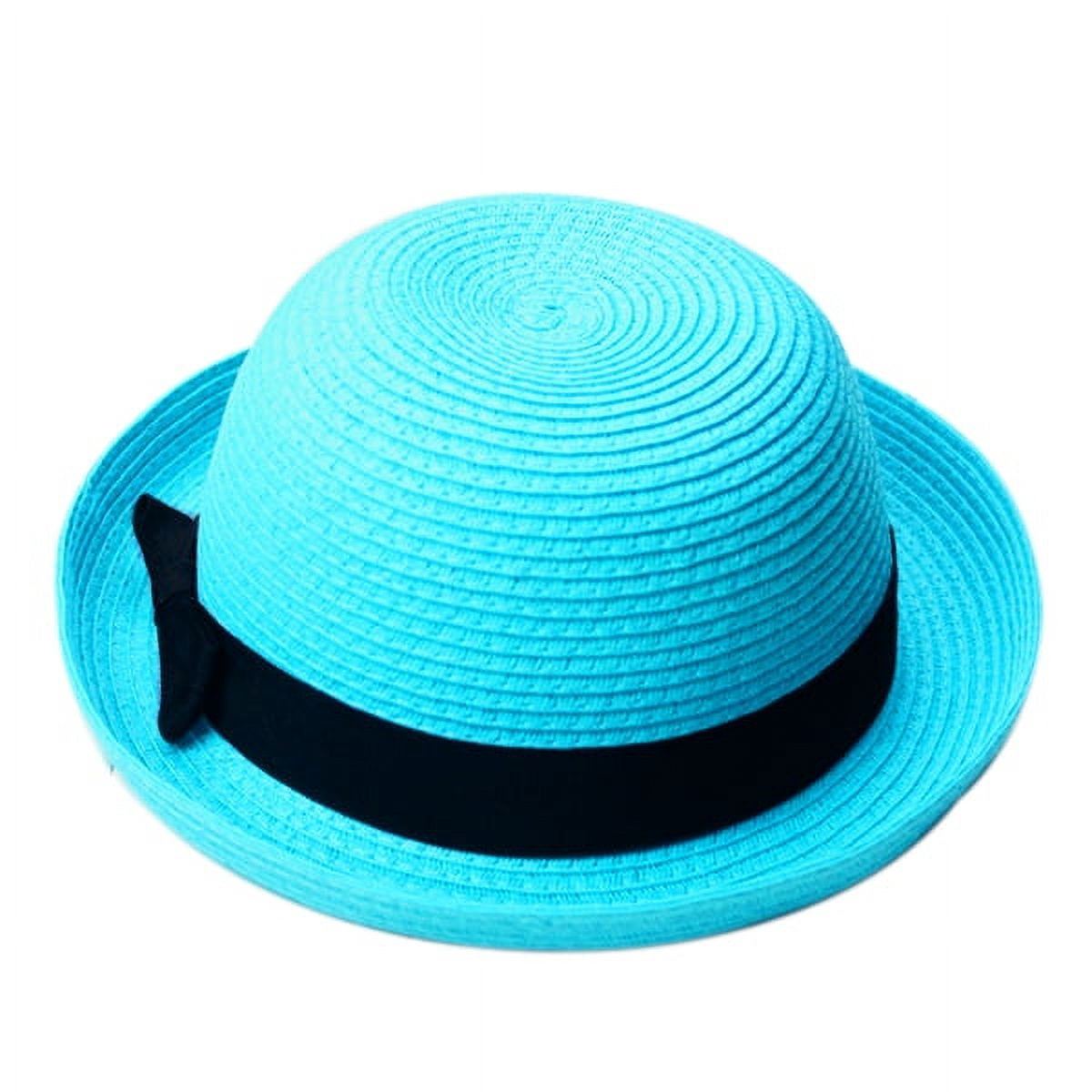Toymytoy Fashion Womens Girls Bowknot Roll Up Wide Brim Dome Straw