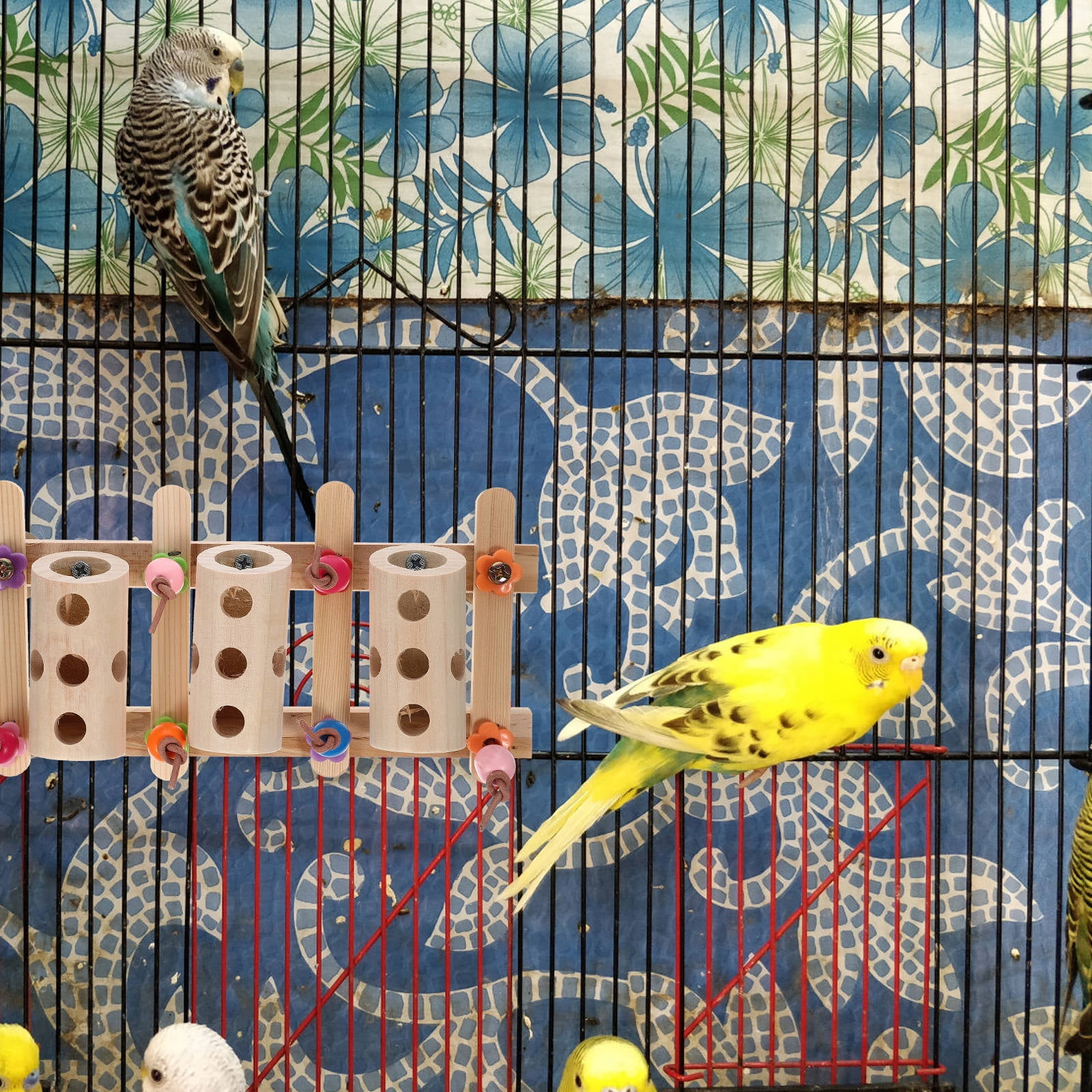 TOYMYTOY Wooden Cockatiel Foraging Toy for Parrot Playing Light Yellow ...