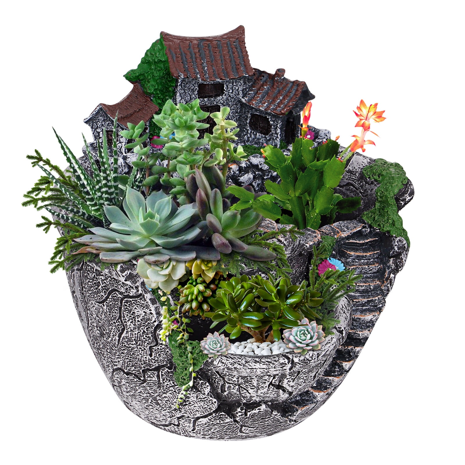 TOYMYTOY Mini Succulent Flower Pot, Creative Micro Landscape Planter ...