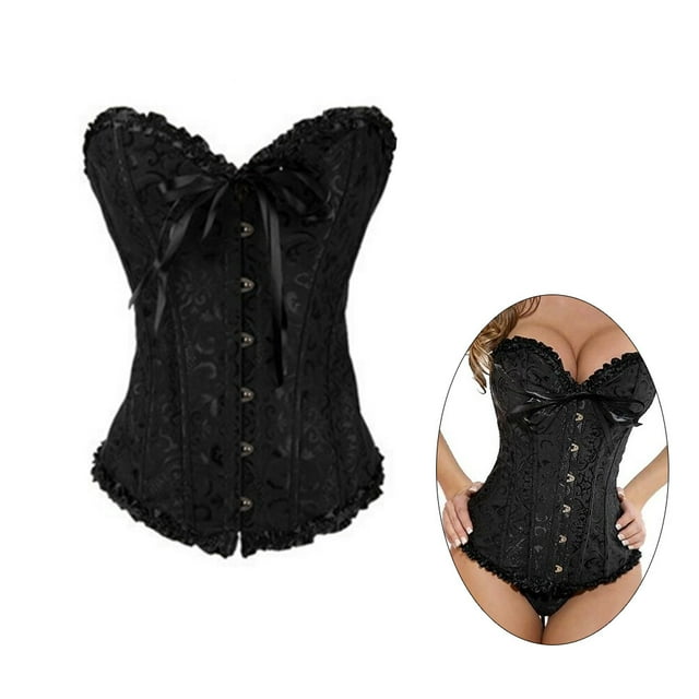 Toymytoy Womens Vintage Lace Up Boned Overbust Corset Bustier