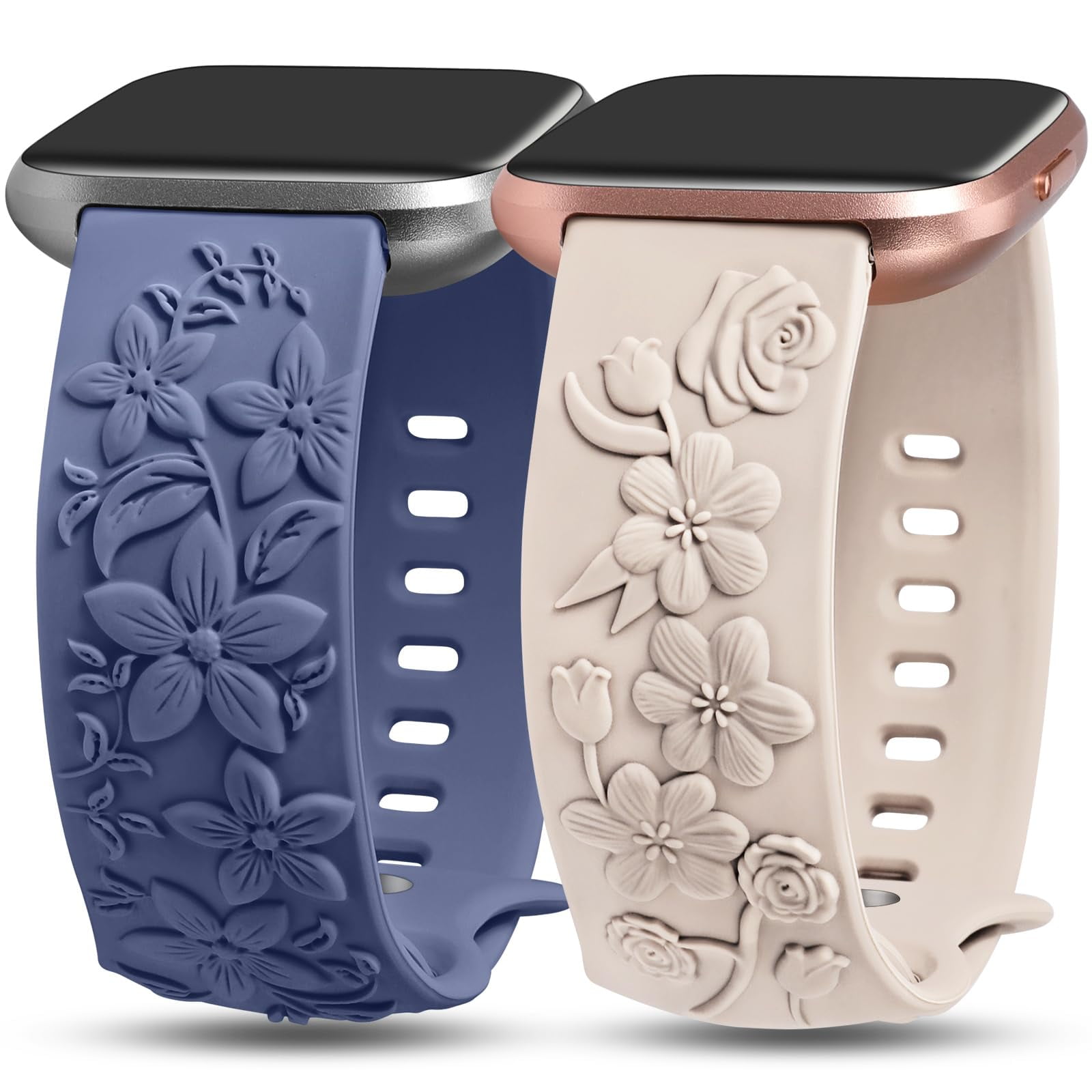 TOYOUTHS 2-Pack Floral Embossed Bands Compatible with Versa 2/Versa ...