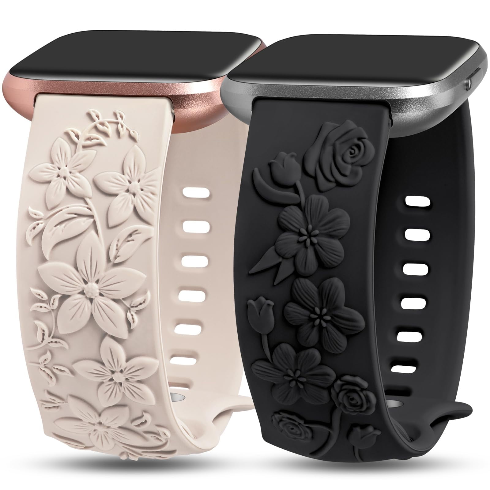 TOYOUTHS 2-Pack Floral Embossed Bands Compatible with Versa 2/Versa ...