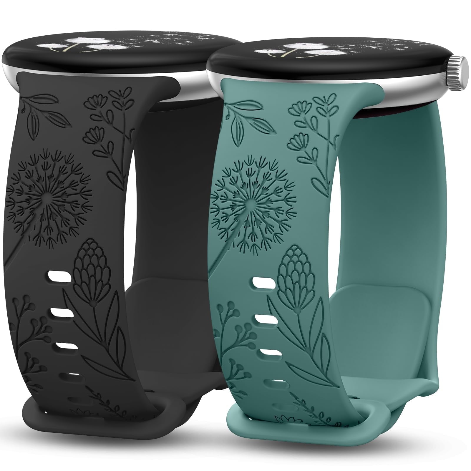 TOYOUTHS 2 Packs Floral Engraved Bands Compatible with Google Pixel ...