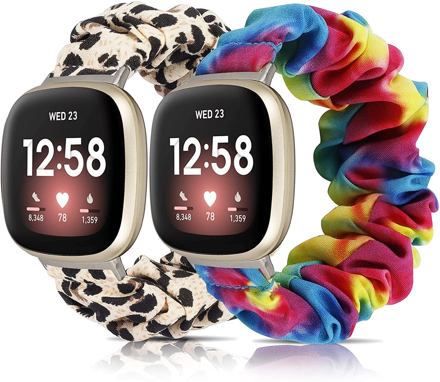 TOYOUTHS 2 Packs Scrunchie Bands Compatible with Fitbit Versa 4/Versa 3 ...