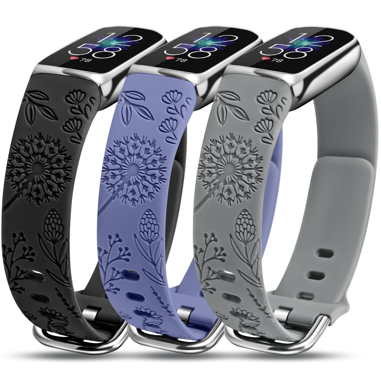 TOYOUTHS 3 Packs Engraved Band Compatible with Fitbit Luxe Bands for ...