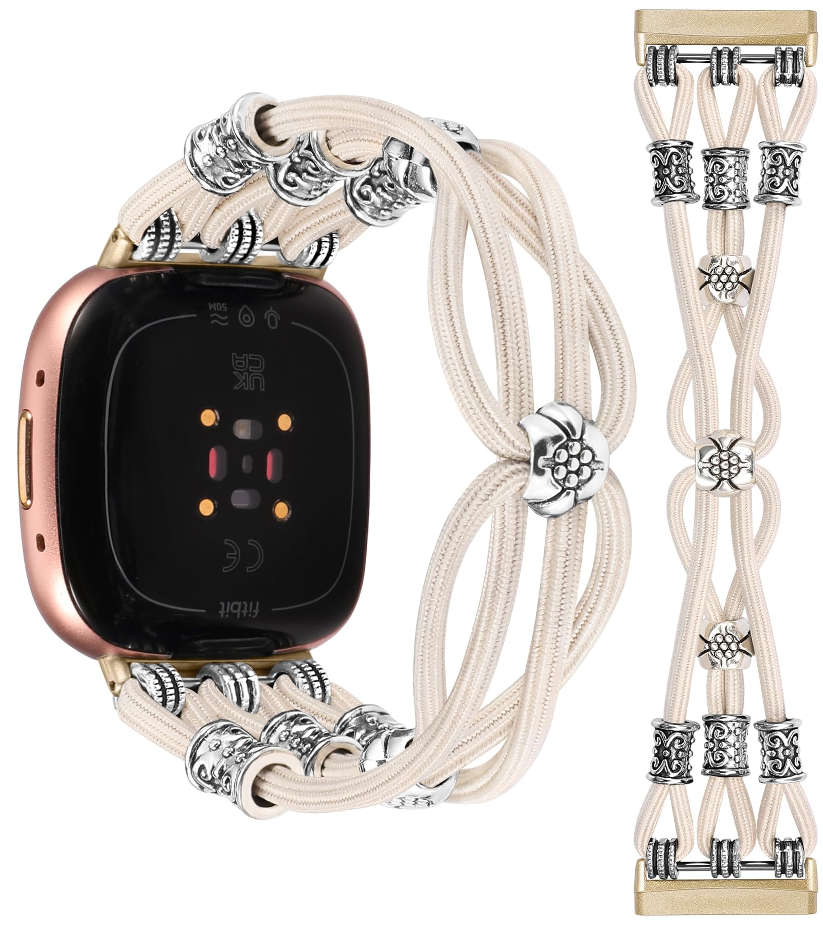 TOYOUTHS Beaded Bracelet Band Compatible with Versa 4/Versa 3/Sense 2 ...