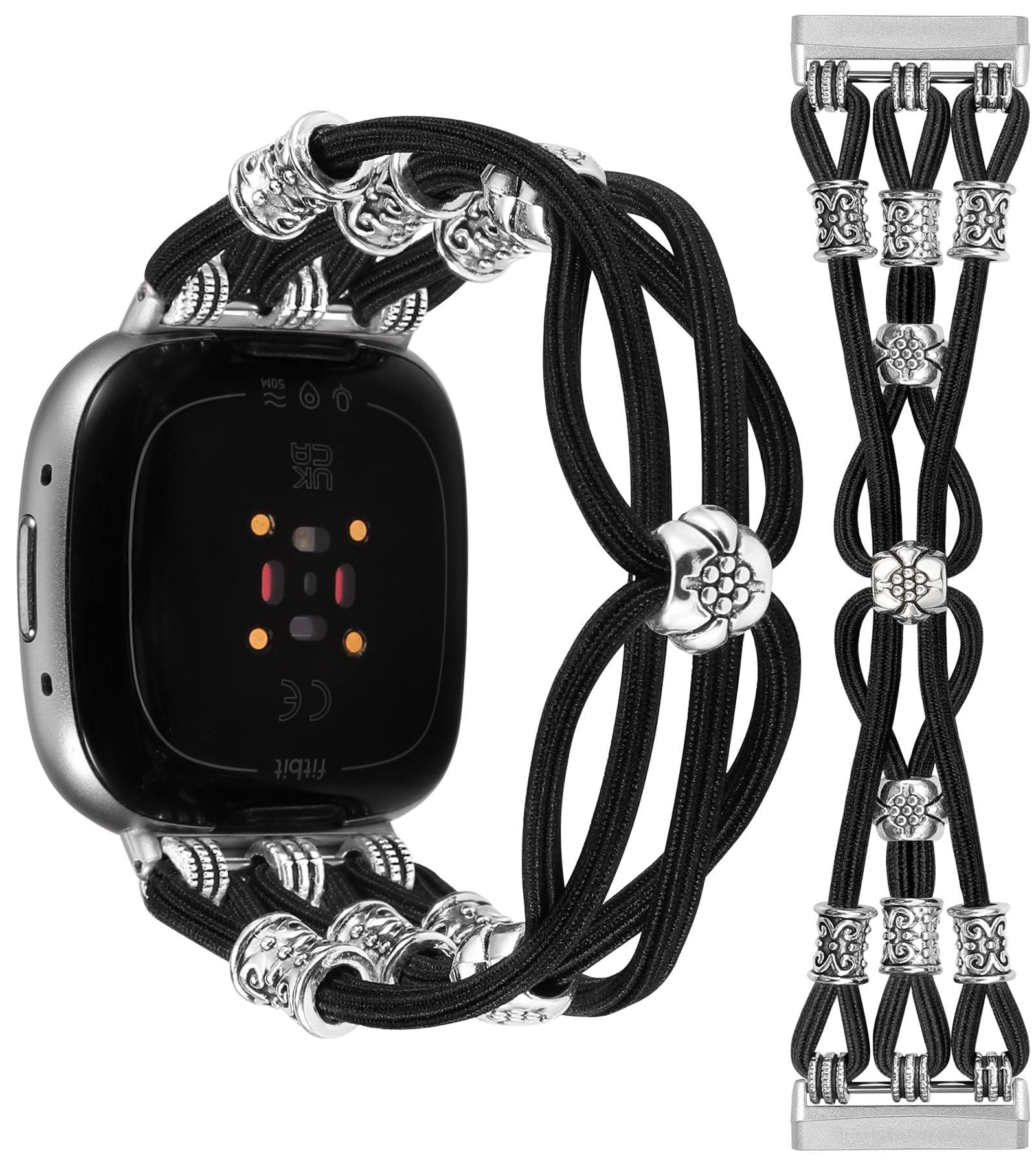 TOYOUTHS Beaded Bracelet Band Compatible with Versa 4/Versa 3/Sense 2 ...