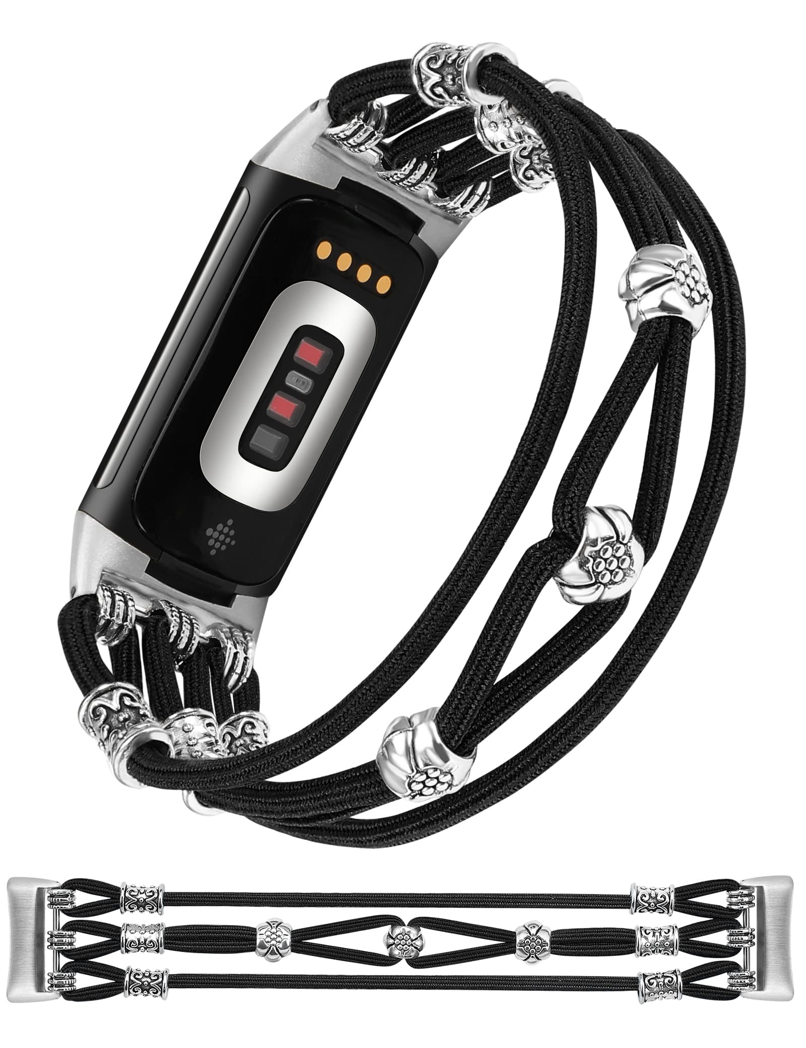 TOYOUTHS Beaded Strap Compatible with Charge 5 Bands for Women Men ...