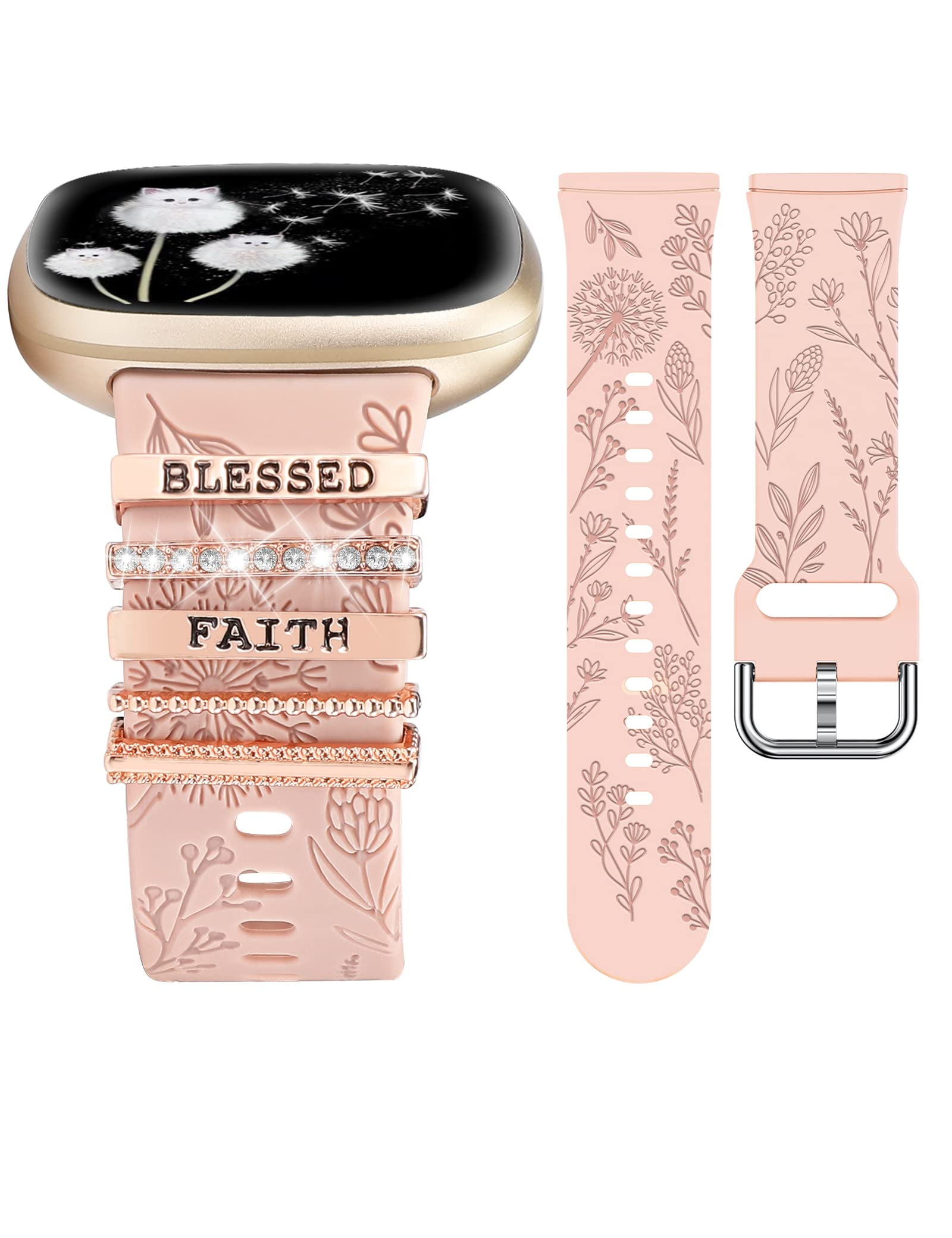 TOYOUTHS Decorative Ring Loop Compatible with Fitbit Versa 4/Versa 3 ...