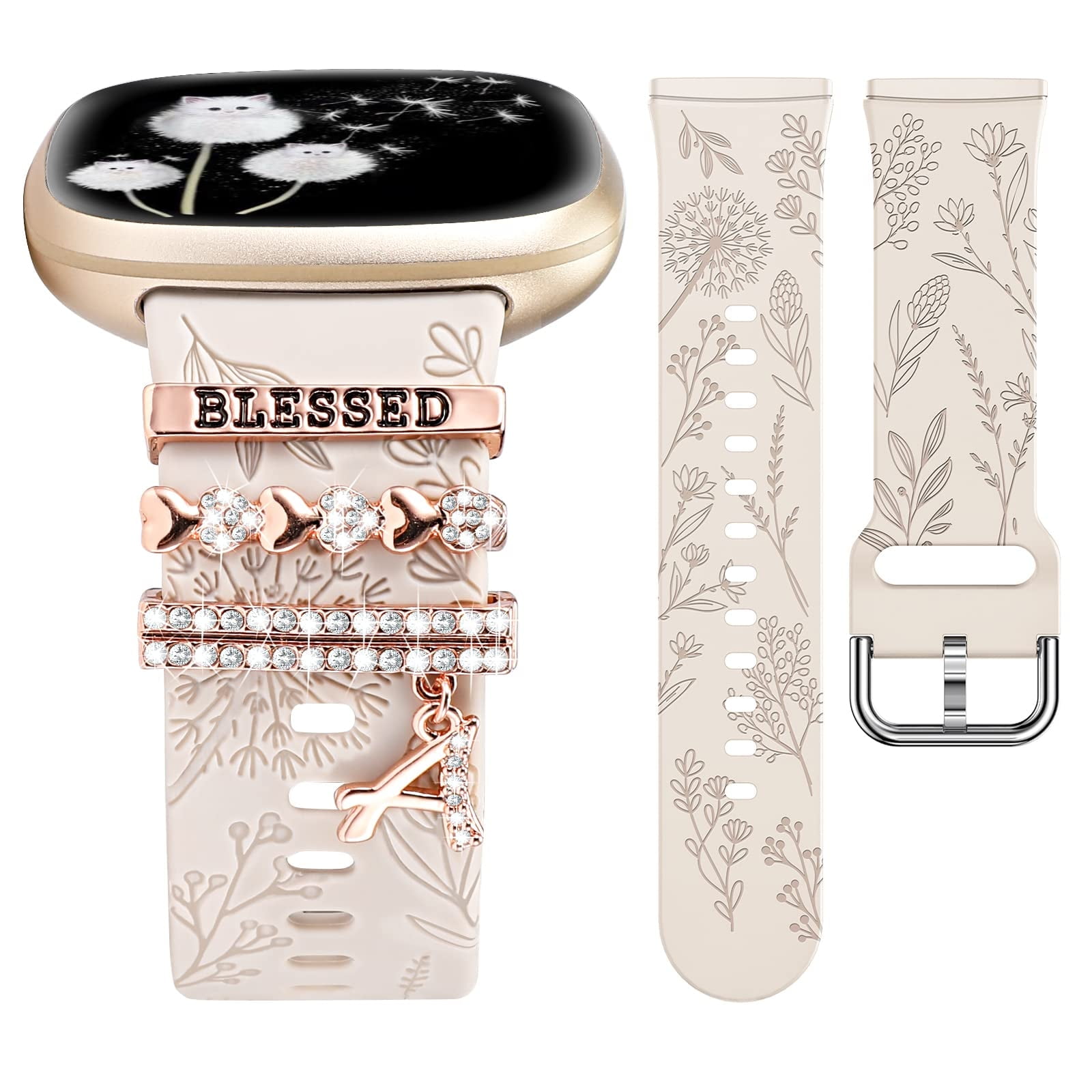 TOYOUTHS Decorative Ring Loop Compatible with Fitbit Versa 4/Versa 3 ...