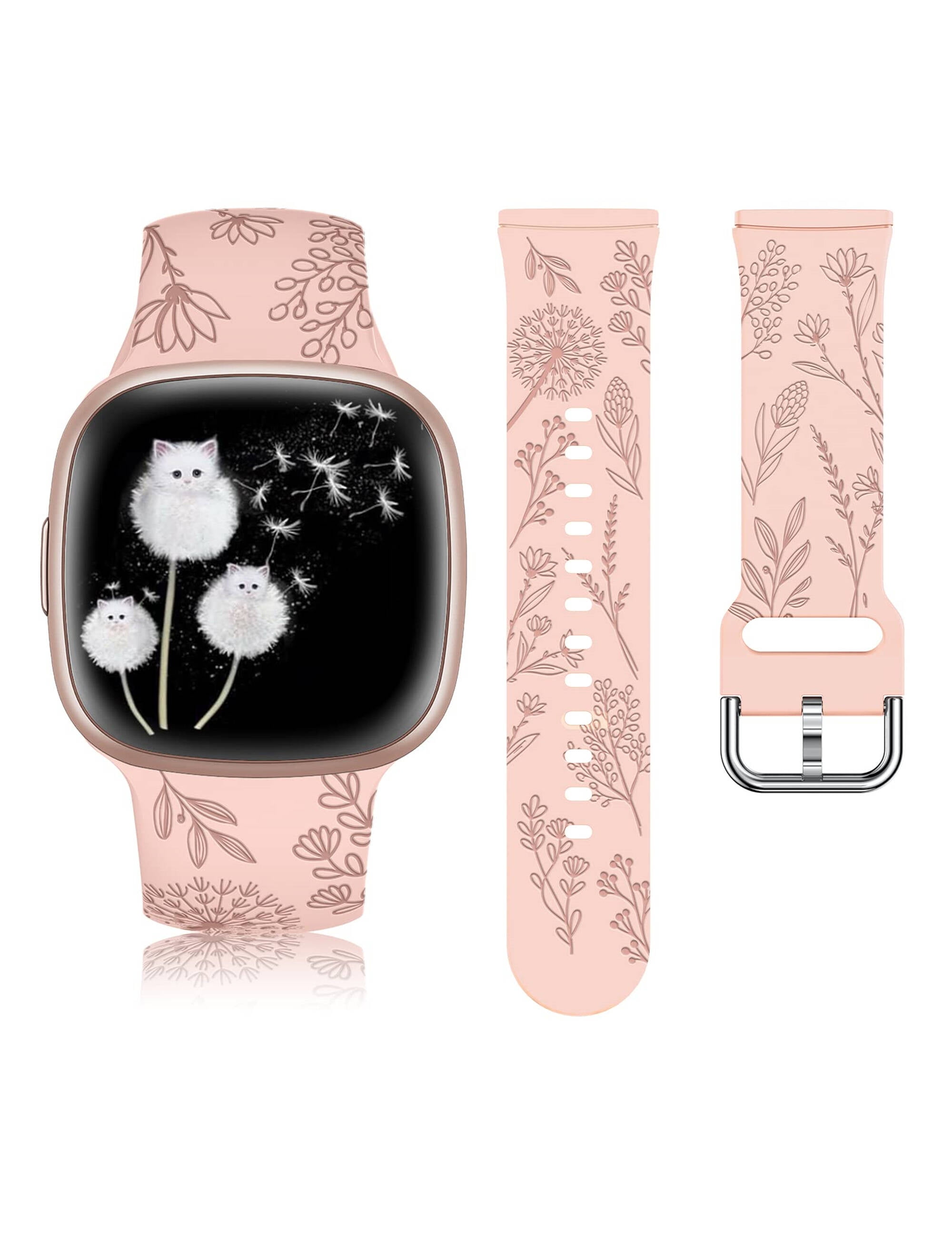 TOYOUTHS Floral Engraved Band Compatible with Versa 4/Versa 3/Sense 2 ...