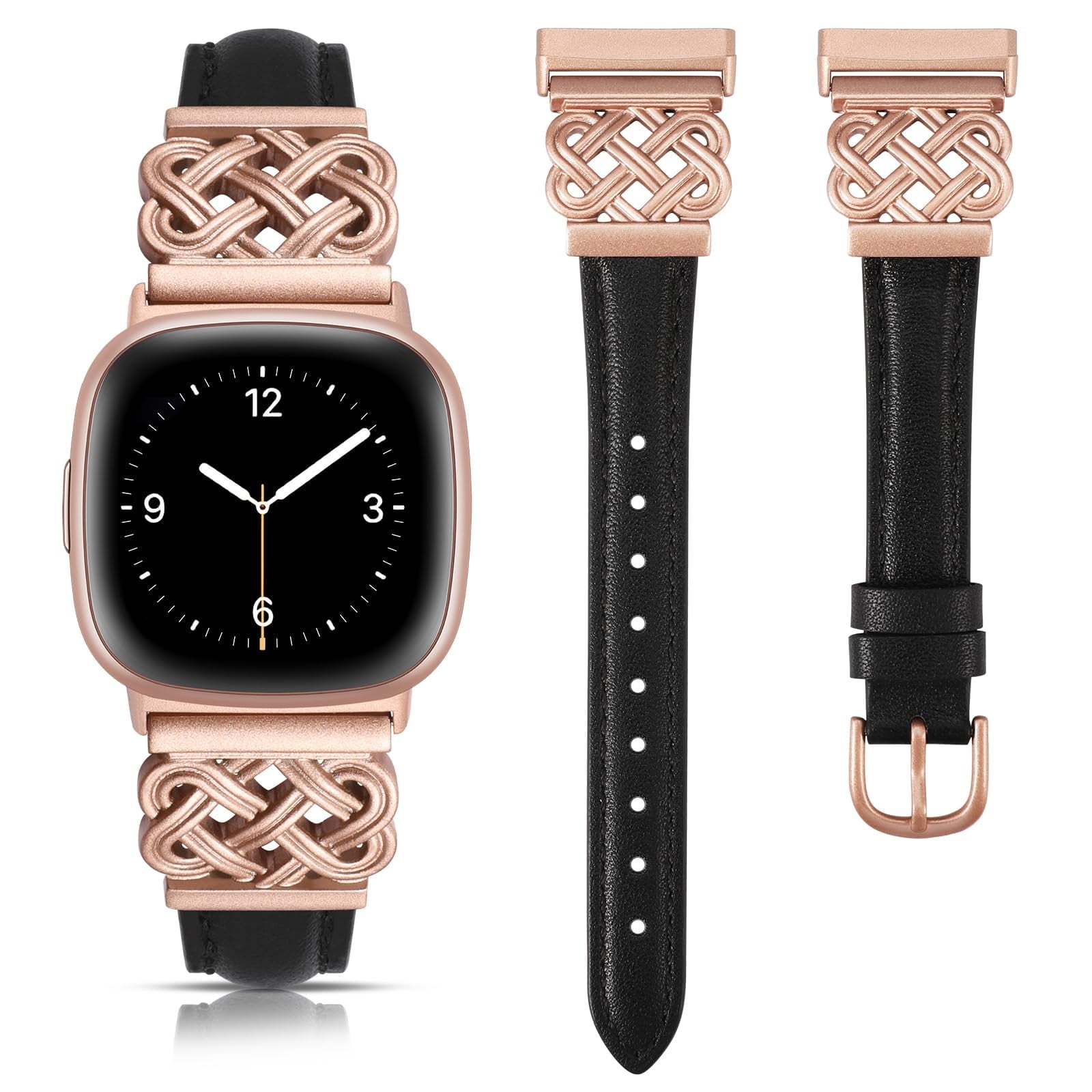 TOYOUTHS Leather Band Compatible with Fitbit Versa 4/Versa 3/Fitbit ...