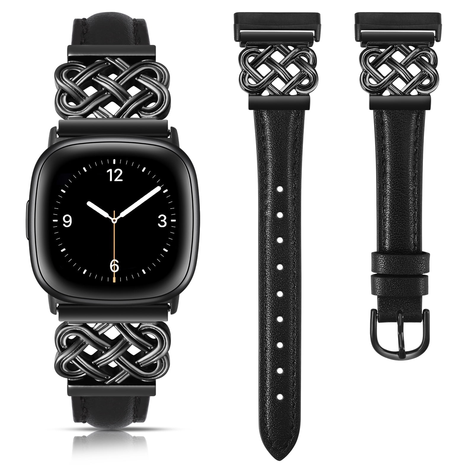 TOYOUTHS Leather Band Compatible with Fitbit Versa 4/Versa 3/Fitbit ...