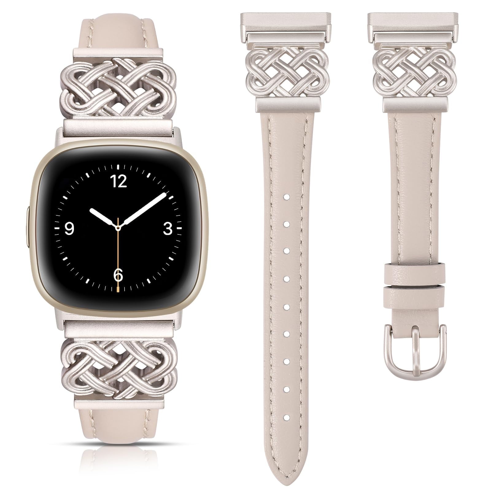 TOYOUTHS Leather Band Compatible with Fitbit Versa 4/Versa 3/Fitbit ...