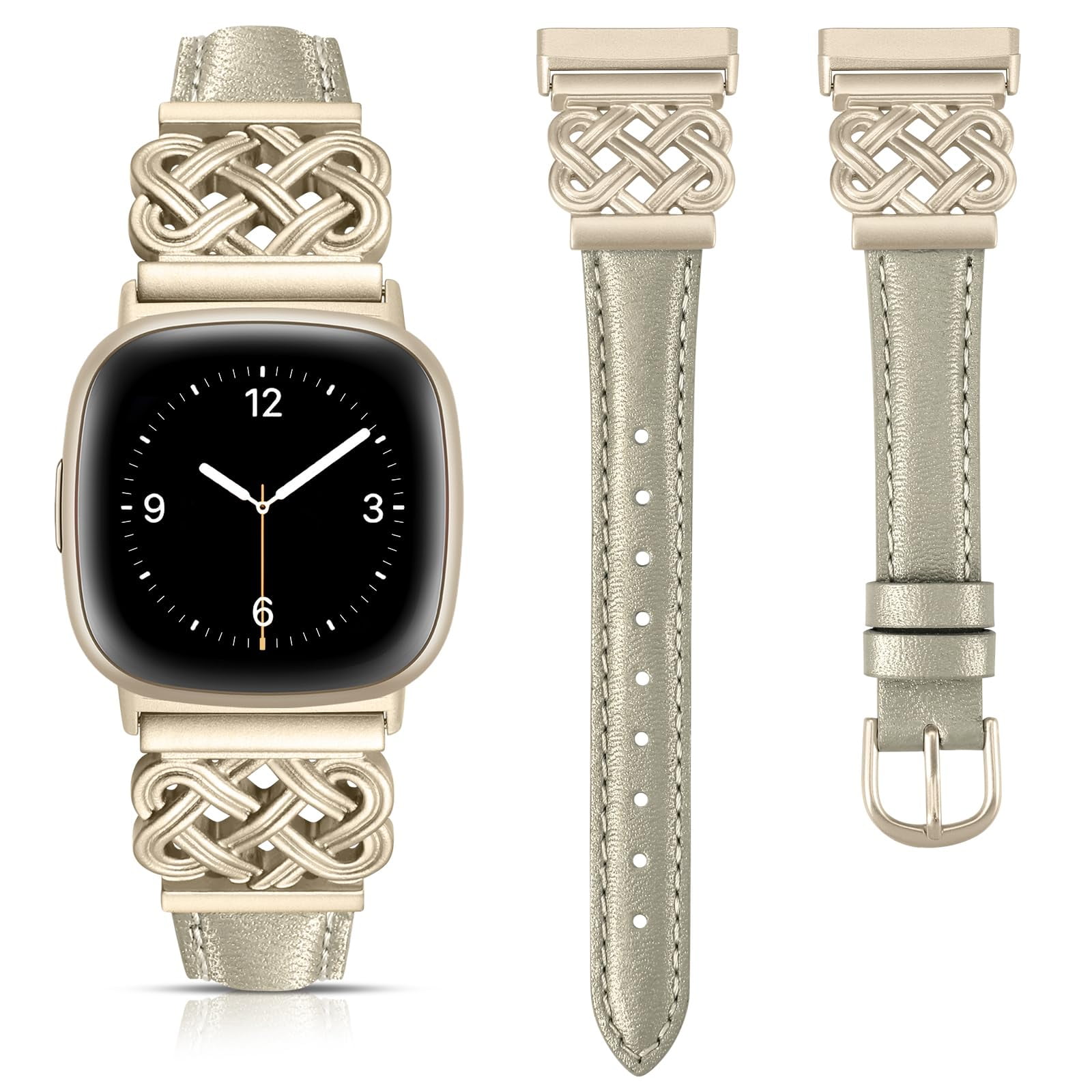 TOYOUTHS Leather Band Compatible with Fitbit Versa 4/Versa 3/Fitbit ...