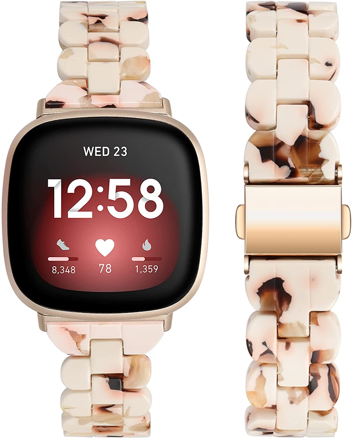 TOYOUTHS Slim Cute Resin Bands Fitbit Sense Bands Women,Lightweight ...