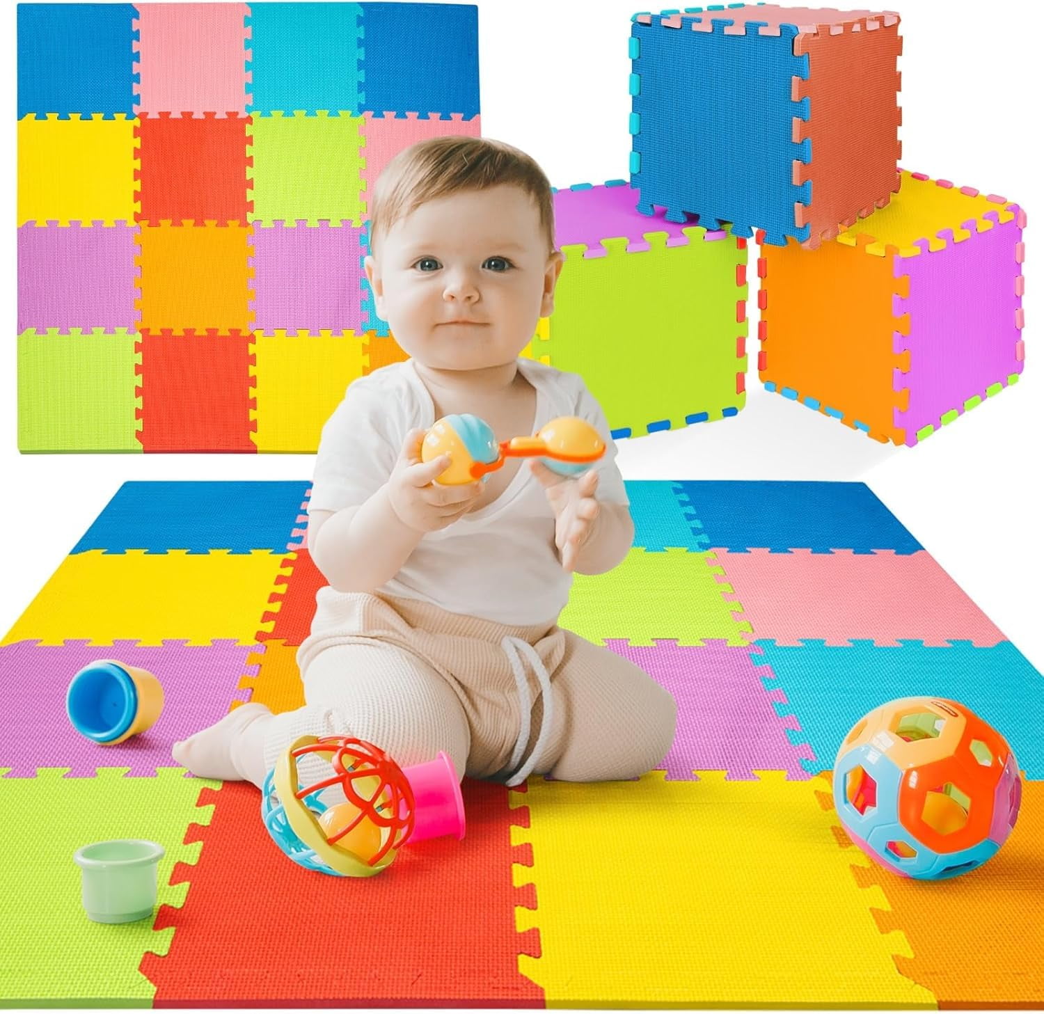 TOYVELT Foam Puzzle Floor AIF9 Mat for Kids 12x12-32 Interlocking Play ...