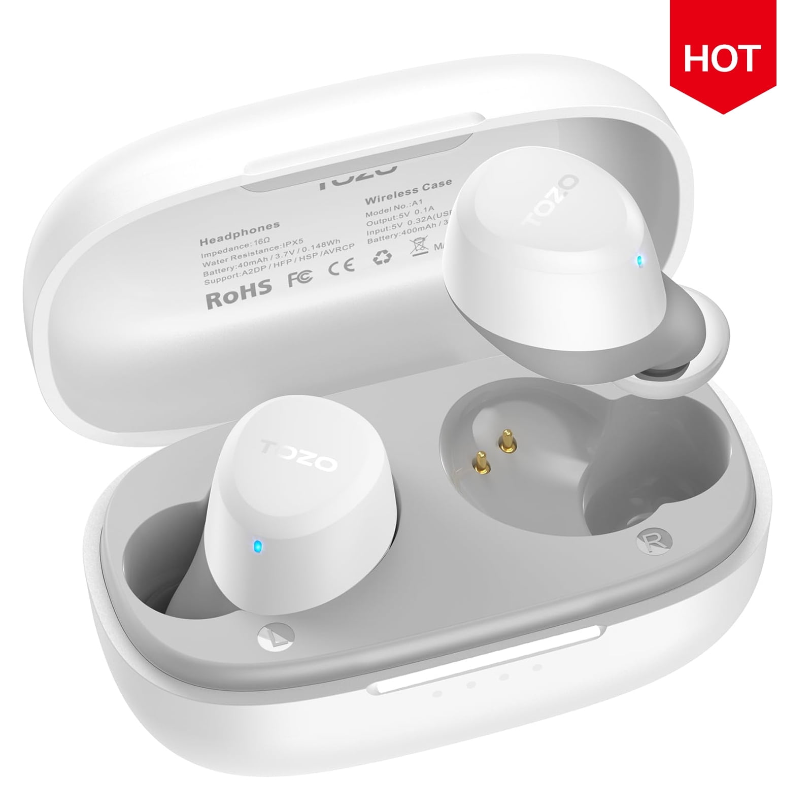 TOZO A1 Comfortable Mini Wireless Earbuds, Bluetooth 5.3, Stereo Sound ...