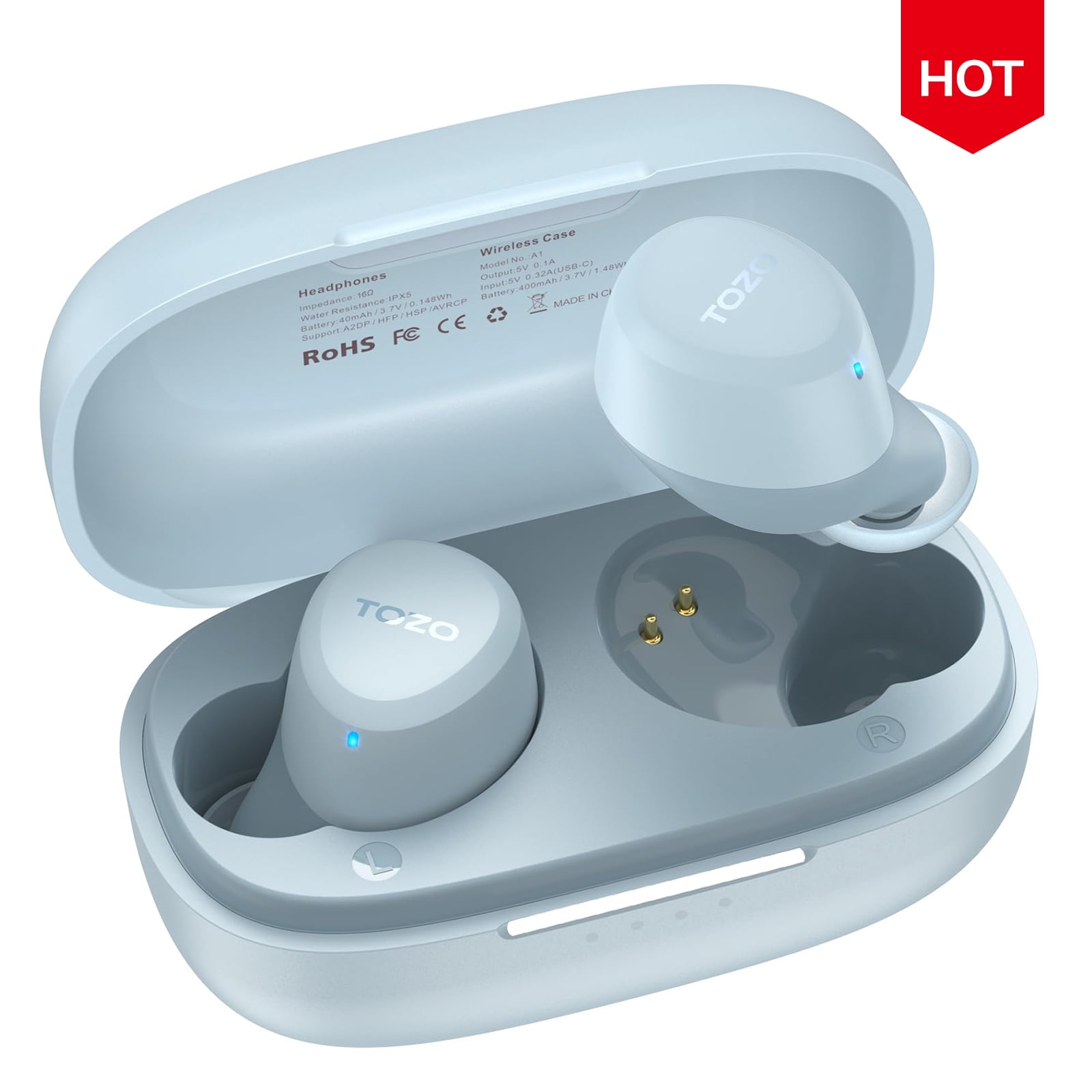 TOZO A1 Wireless Earbuds Bluetooth 5.3 Headphones IPX5 ENC Mic App EQ ...