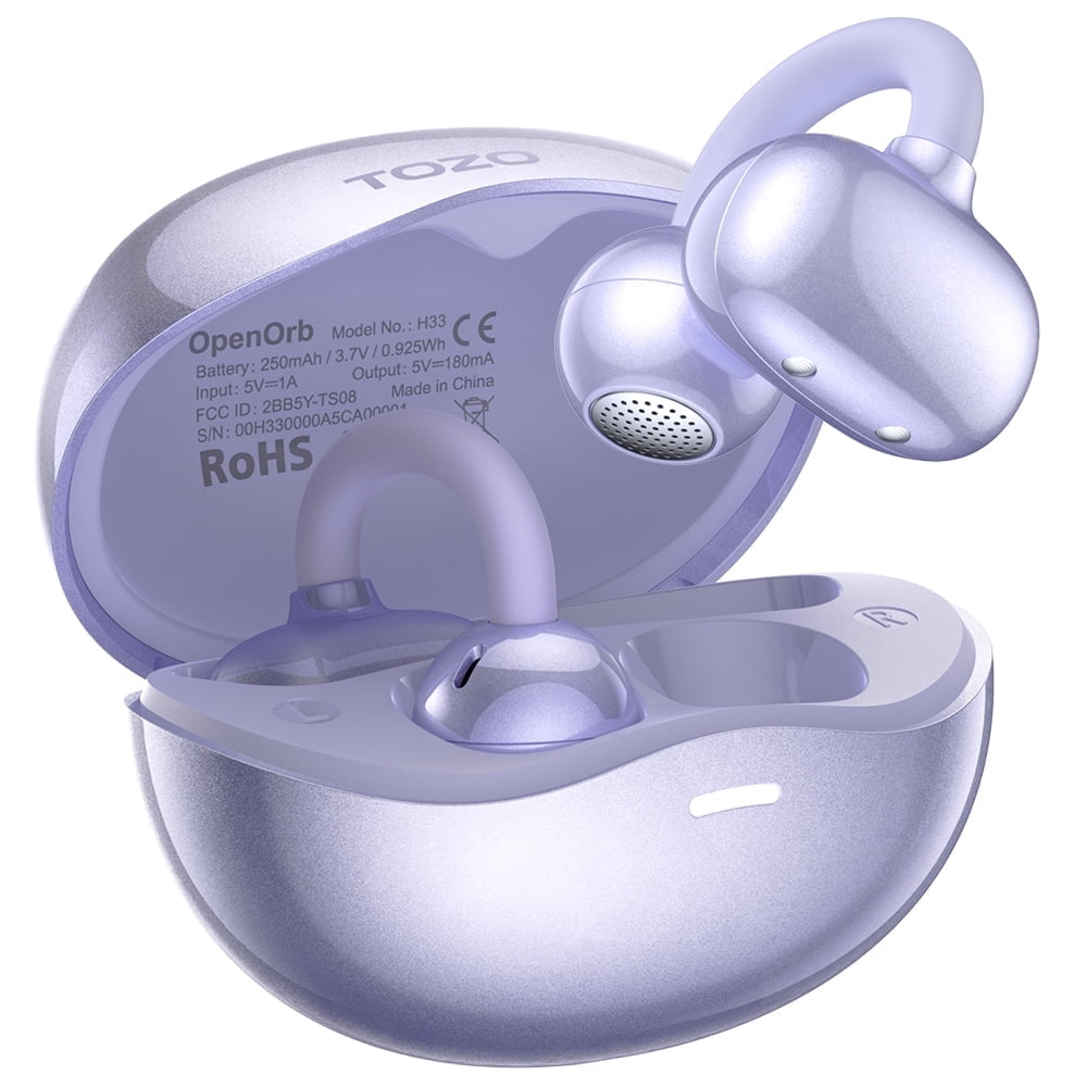 TOZO Open Ear Clip Earbuds, Bluetooth Wireless Ear Buds, 24H Play ...