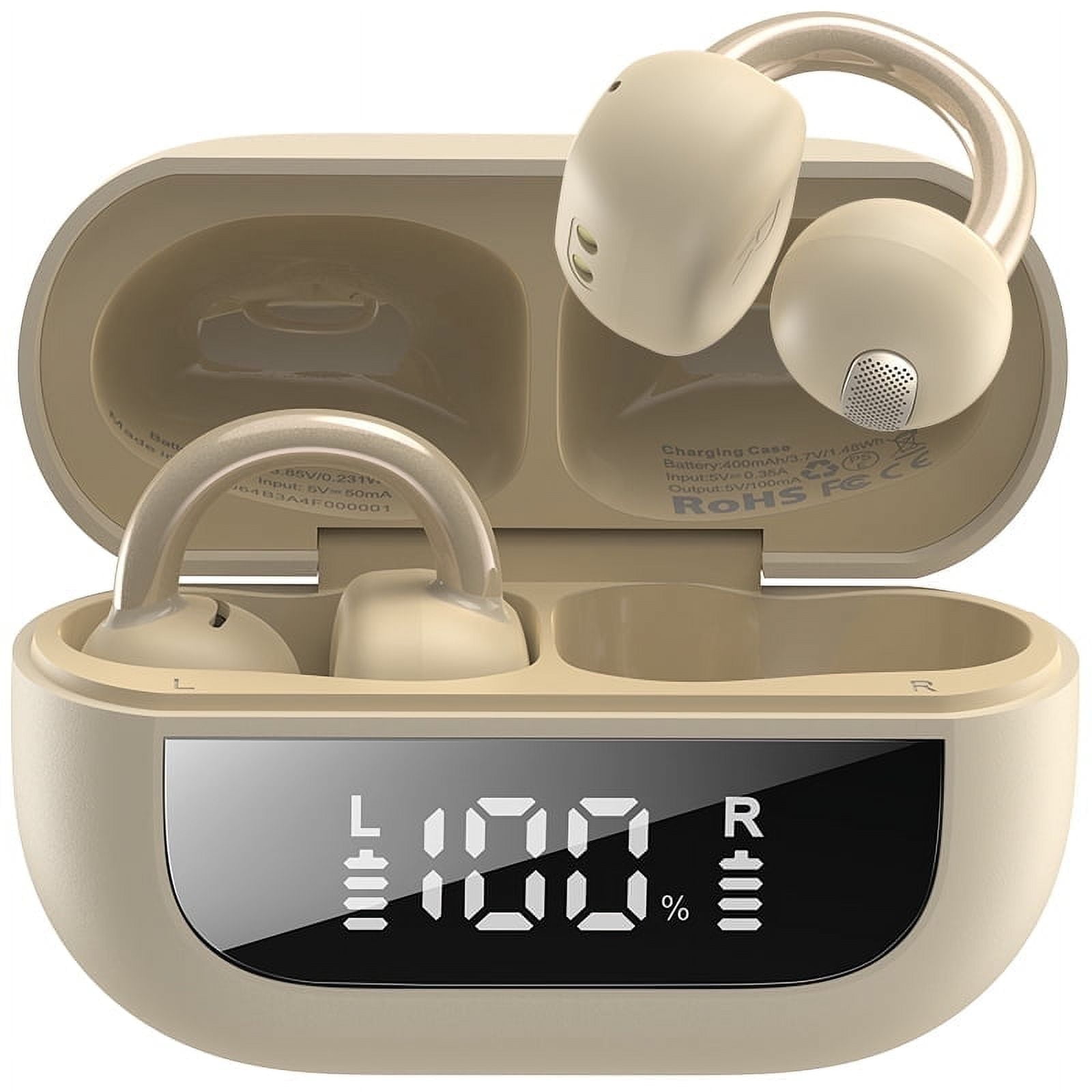 TOZO OpenEarRing True Open Ear Headphones, Wireless Clip On Earbuds ...
