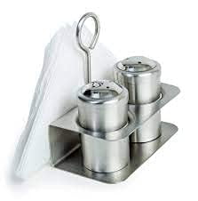 TOnourish Stainless Steel Salt and Pepper Set with Napkin HolderSalt ...