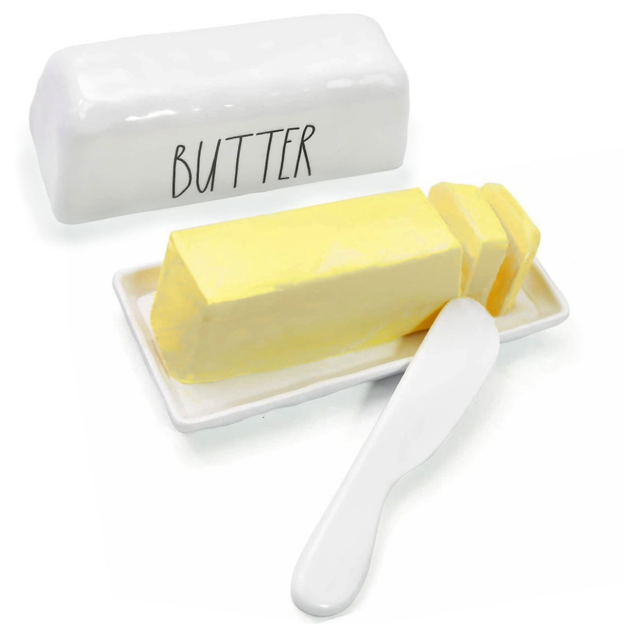 TP Melamine Butter Dish with Lid and Knife, Durable, Lightweight, Eco ...