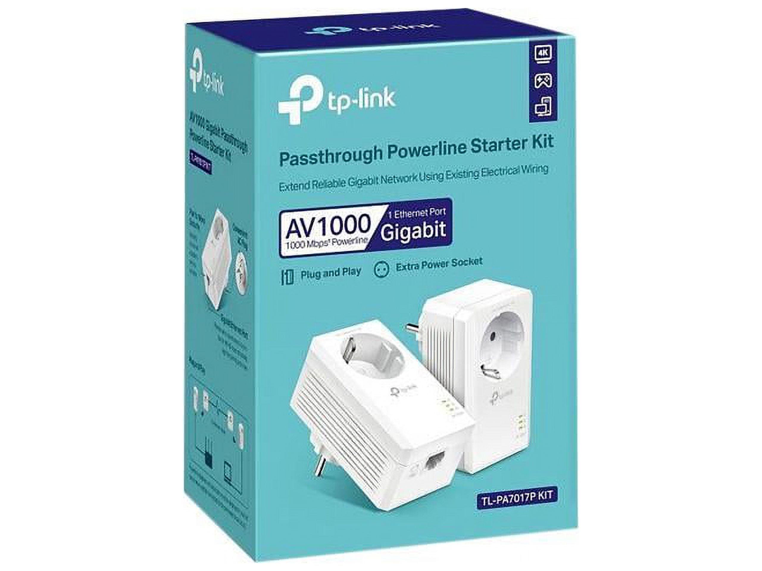 TP-Link AV1000 Powerline Ethernet Adapter - Gigabit Port, Plug & Play, Extra Power Socket, Ideal ...