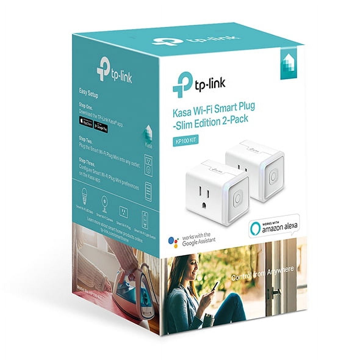 TP-Link Kasa KP100 Smart Plug Mini, 2-Pack - Walmart.com