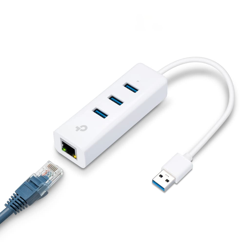 TP-Link USB 3.0 to Ethernet Adapter, Portable 3-port USB Hub with 1 ...