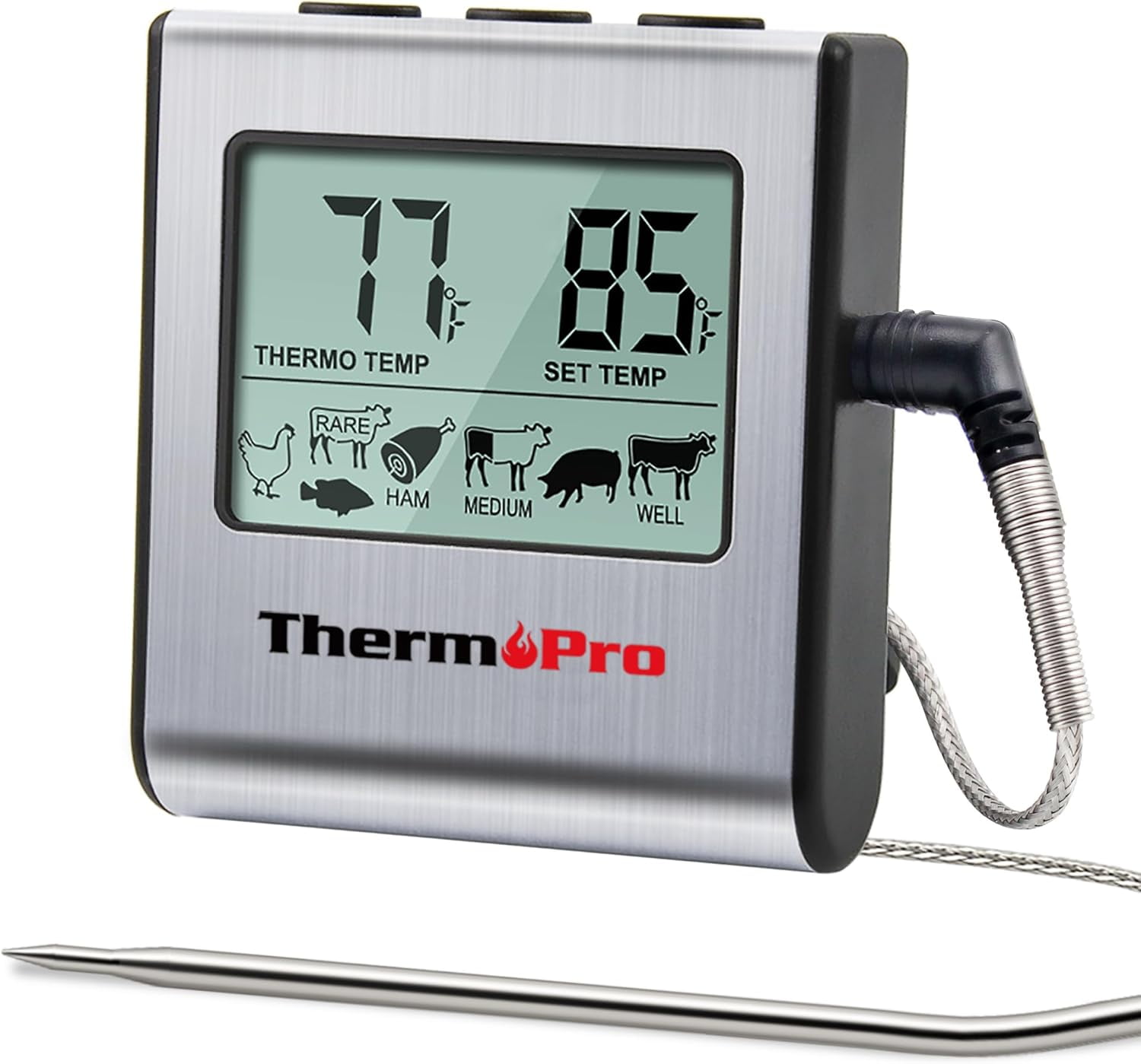 TP16 Large LCD Digital Cooking Food Meat Thermometer for Smoker Oven ...