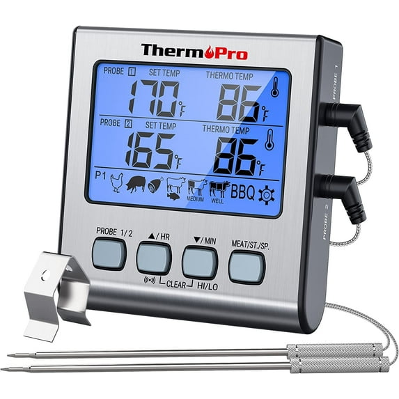 TP17 Dual Probe Digital Cooking Meat Thermometer Large LCD Backlight ...