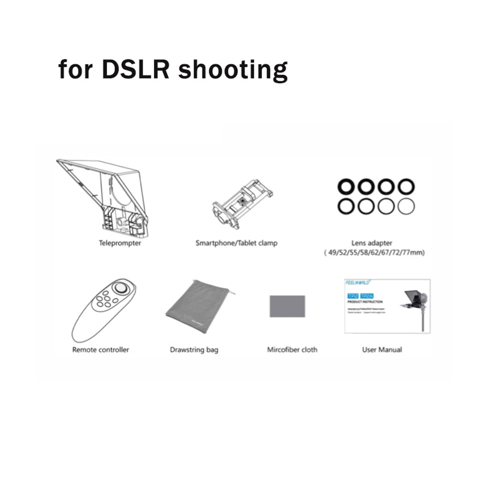 TP2 Portable Teleprompter For DSLR Camera Control Phone Recording Mini ...