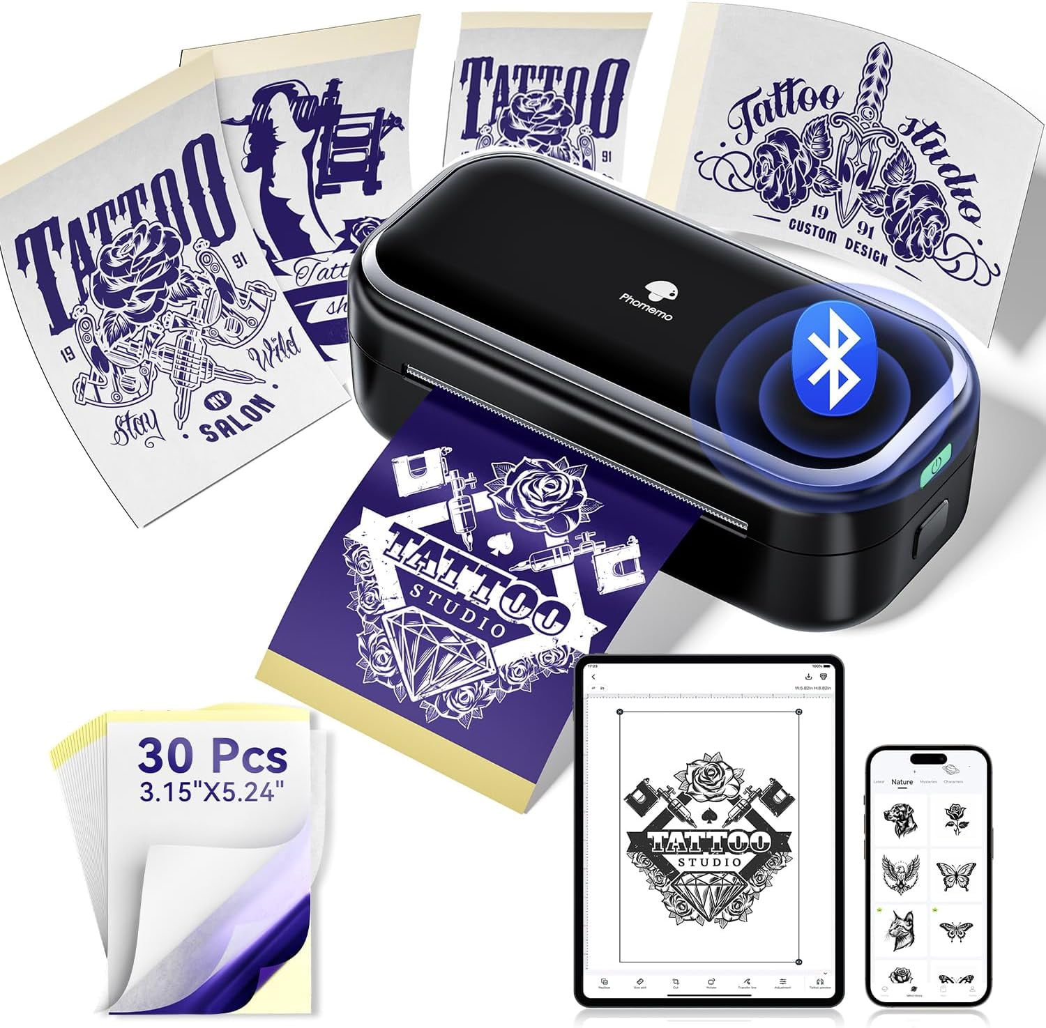 TP31 Tattoo Stencil Printer -Mini Tattoo Printer Machine with 30pcs ...