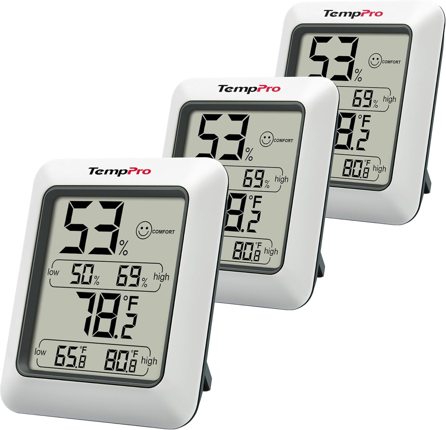 TP50 3 Pieces Digital Hygrometer Indoor Thermometer Room Thermometer ...