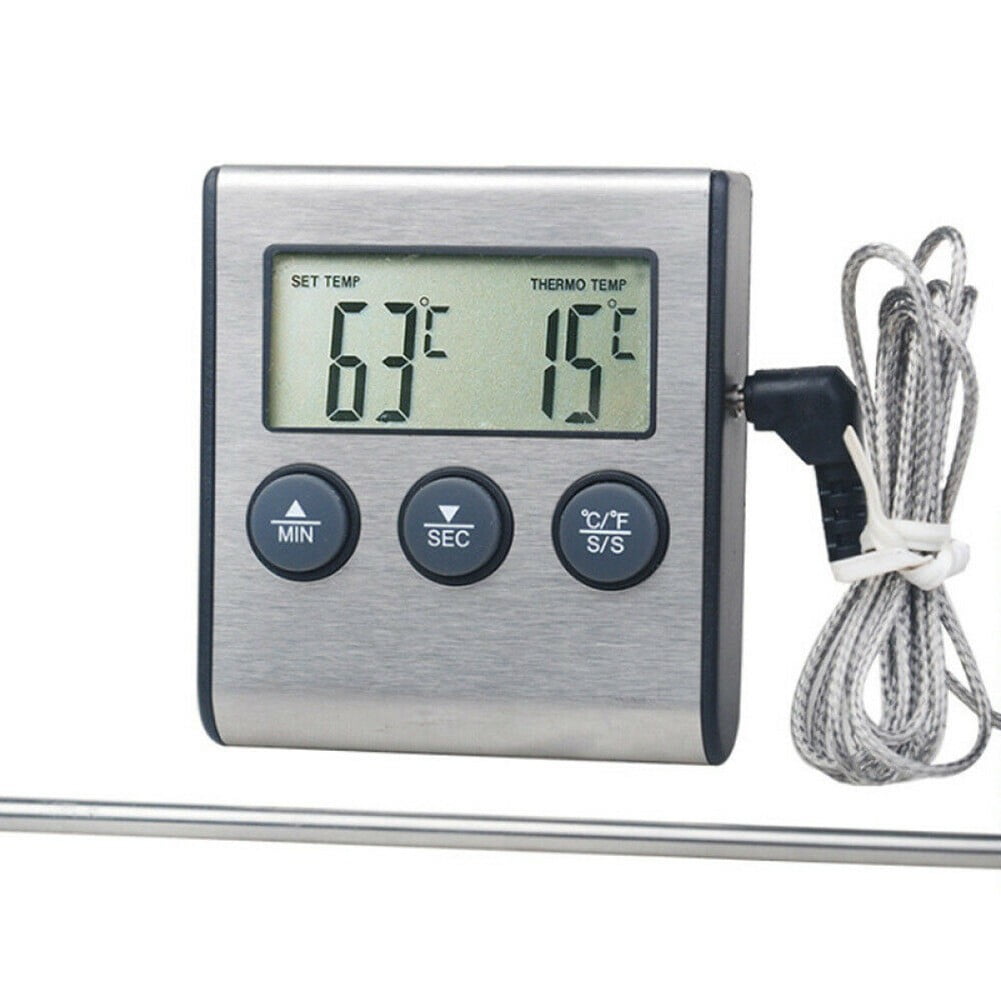 TP700 Digital Kitchen Thermometer with Timer Stainless Steel Probe for ...