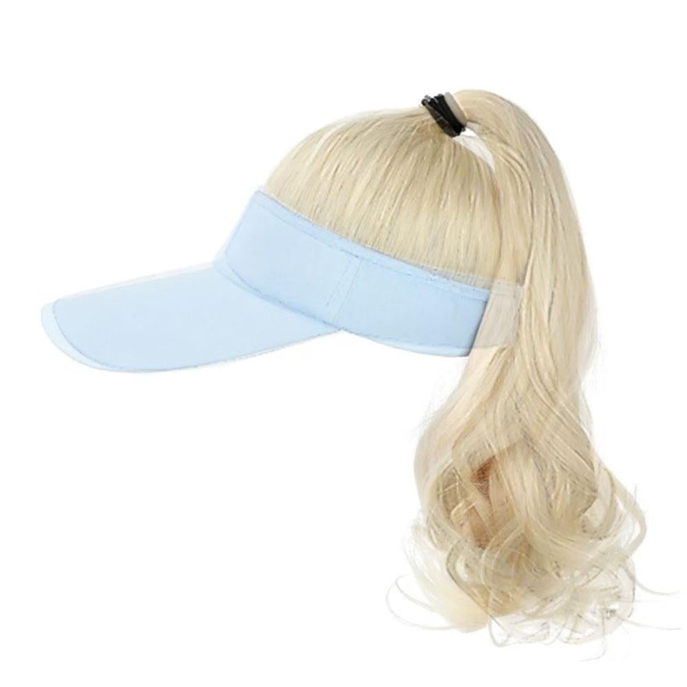 TPALPKT Baseball Cap Wig with Curly Synthetic Hair Extensions Ponytail ...