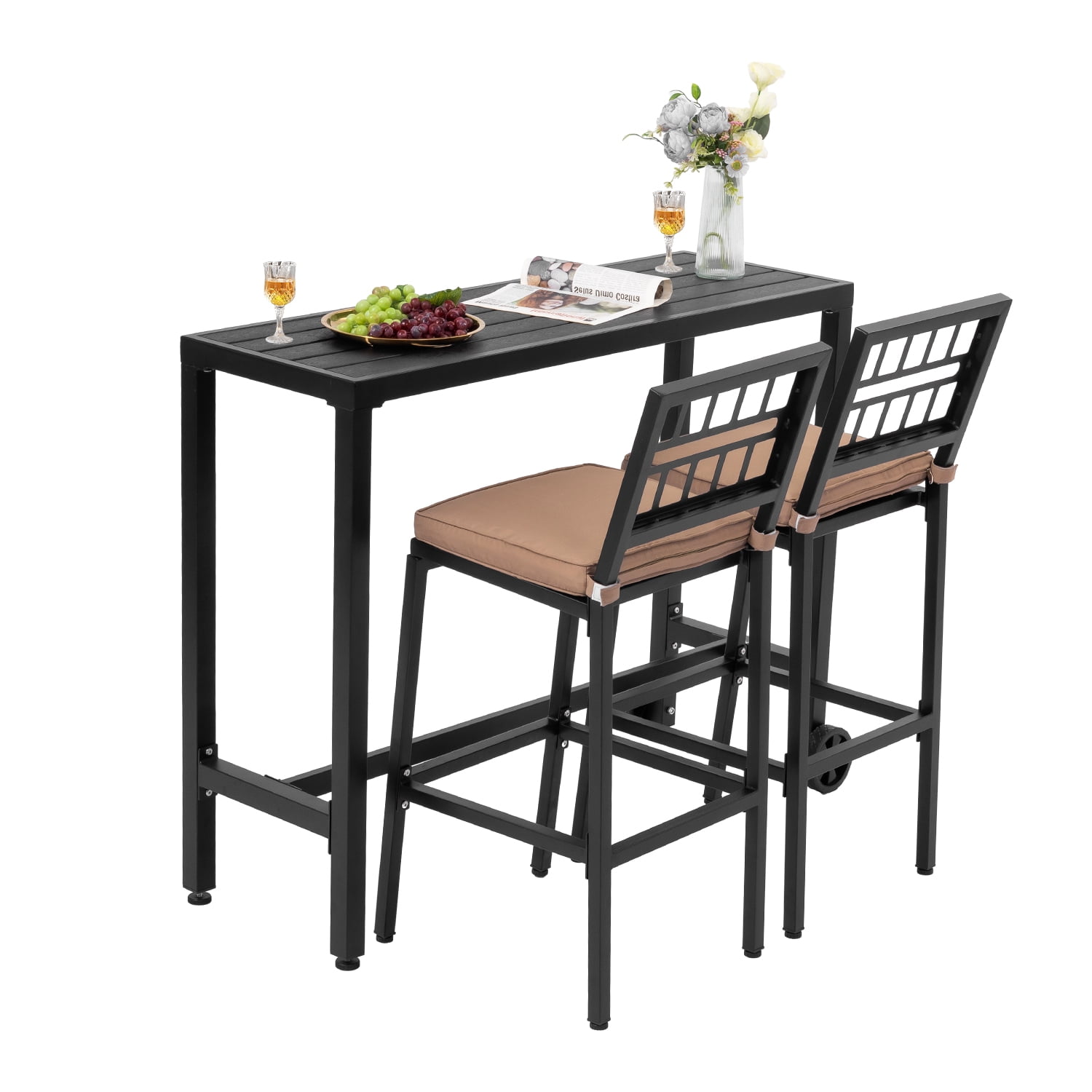 TPHORK 3 Piece Patio Bar Dining Set,Outdoor 47" Durable Bar Height ...