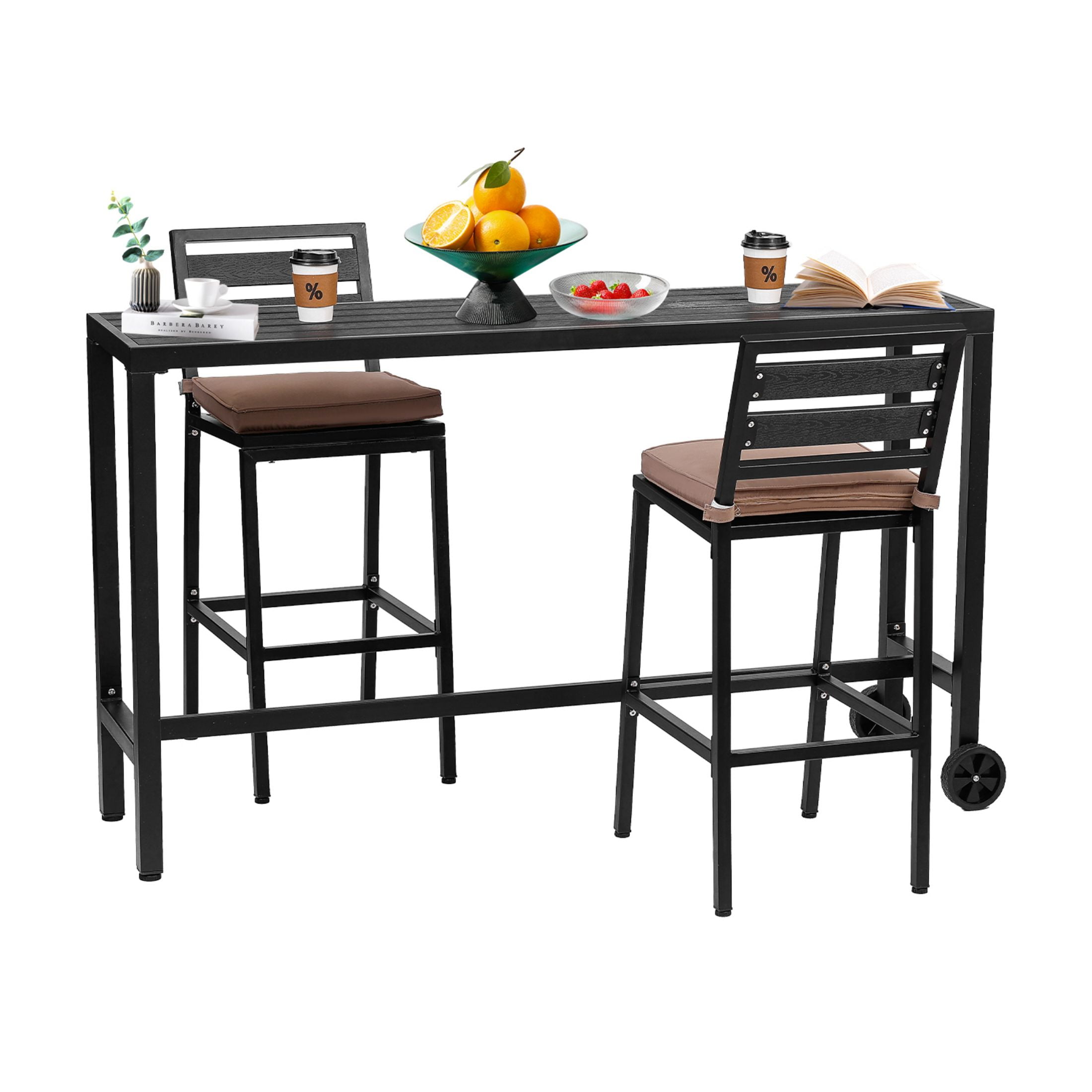 TPHORK 3 Piece Patio Bar Dining Set,Outdoor 63" Durable Bar Height ...