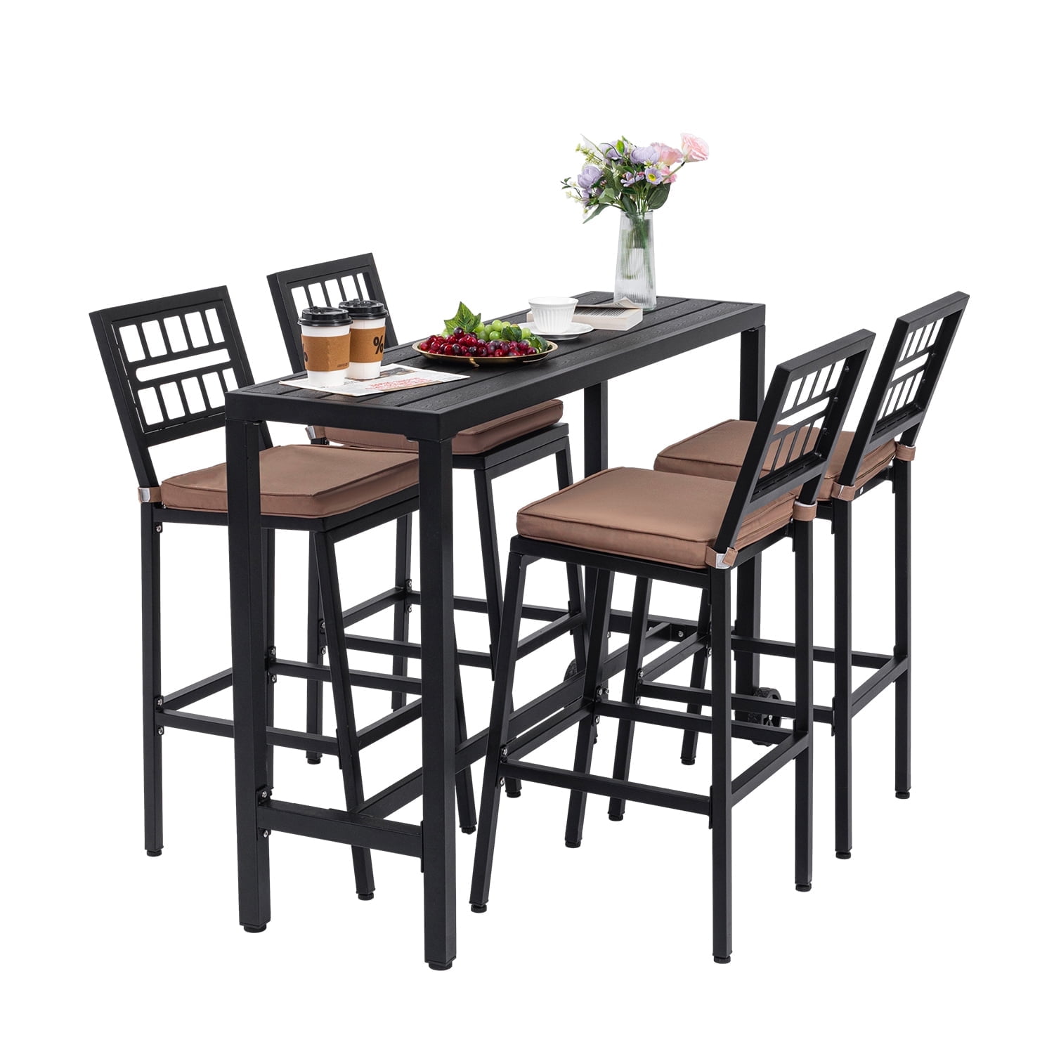 TPHORK 5 Piece Patio Bar Dining Set,Outdoor 55" Durable Bar Height ...