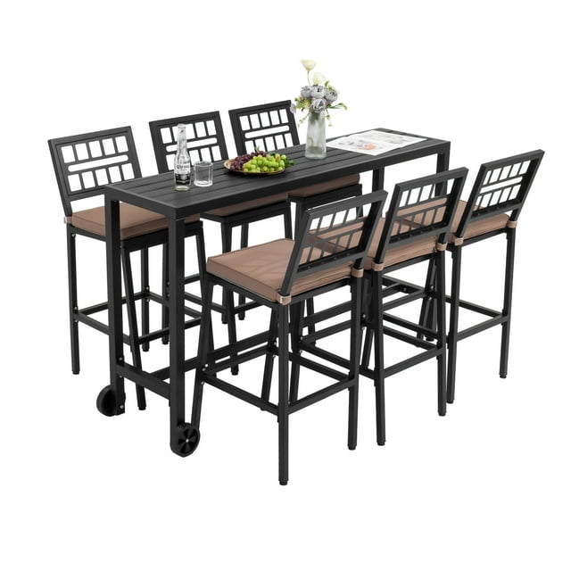 TPHORK 7 Piece Patio Bar Dining Set,Outdoor 63" Durable Bar Height ...