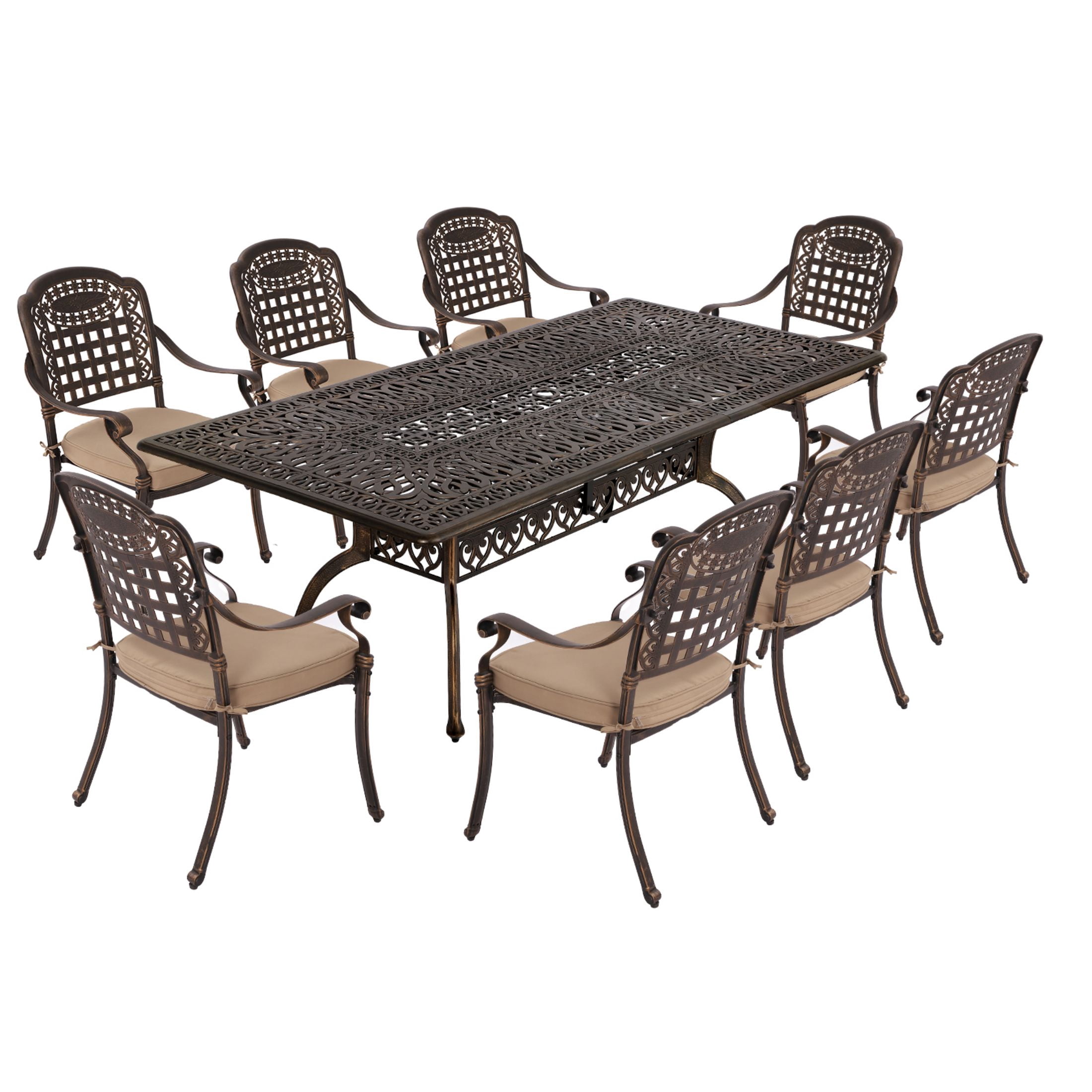TPHORK 9 Piece Outdoor Patio Dining Set,Cast Aluminum Patio Furniture ...