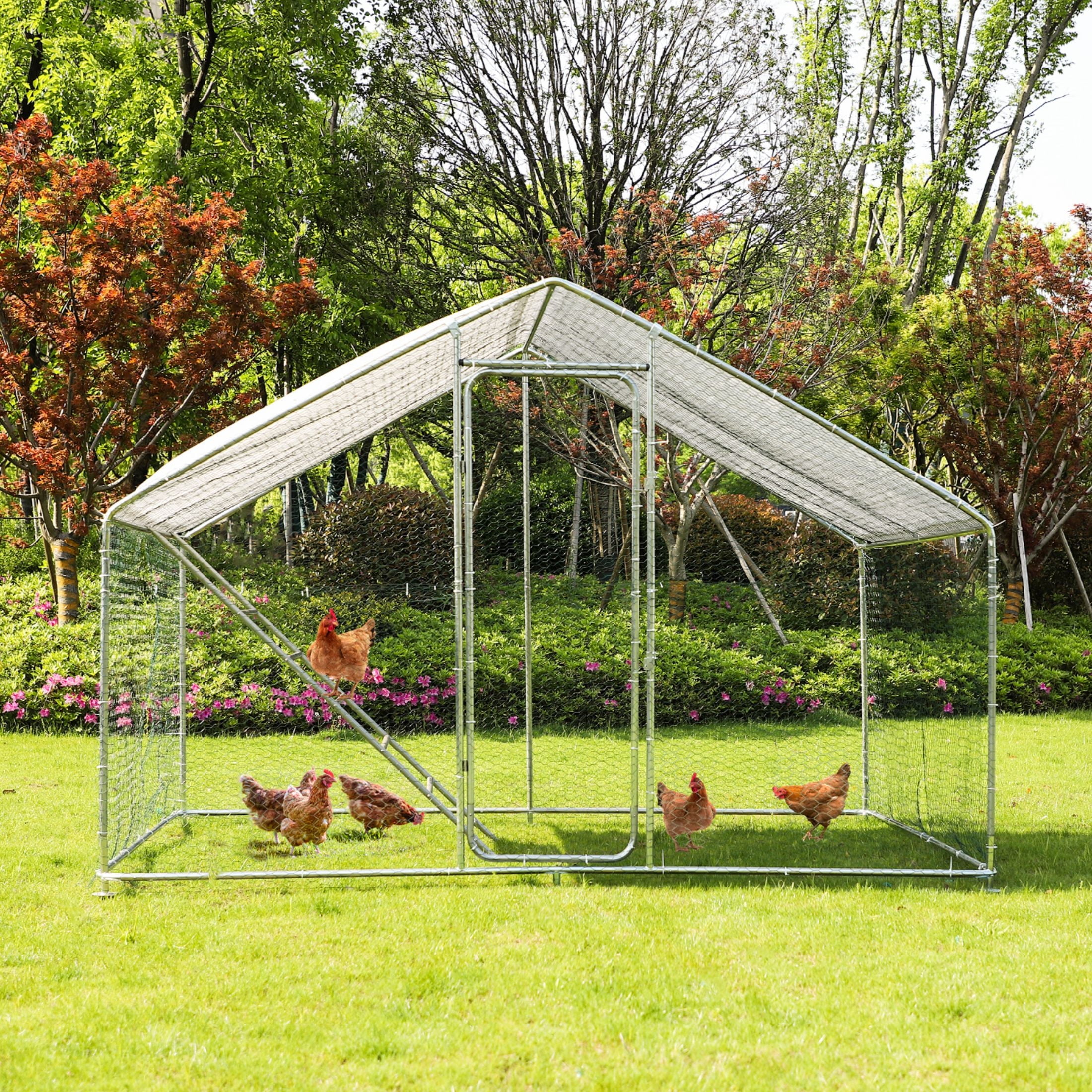 TPHORK, Large Metal Chicken Coop, 6.6'x9.8' Spire Roof, Outdoor Run ...