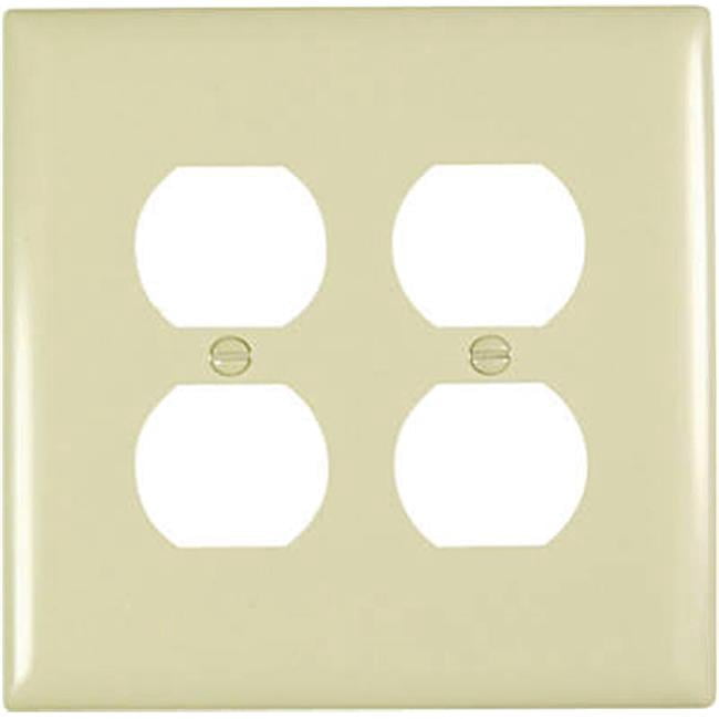 TPJ82ICC10 2 Gang Double Duplex Outlet Opening Nylon Wall Plate, Ivory ...