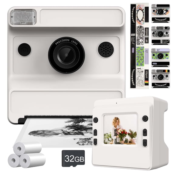 TPKJAM 1080P Instant Print Camera, Dual Lens, 2.4" Screen, Built-in ...