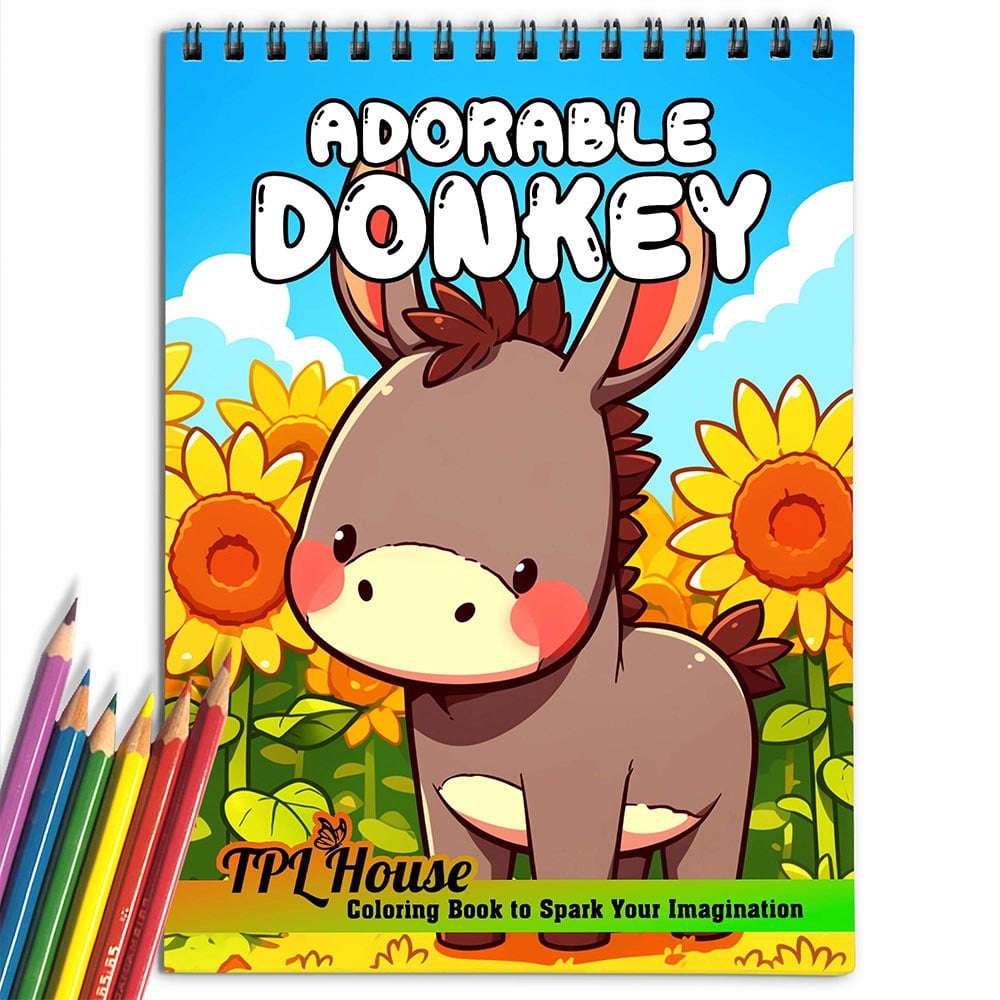 TPLHOUSE Adorable Donkey Coloring Book Spiral Bound for Adult, Premium ...