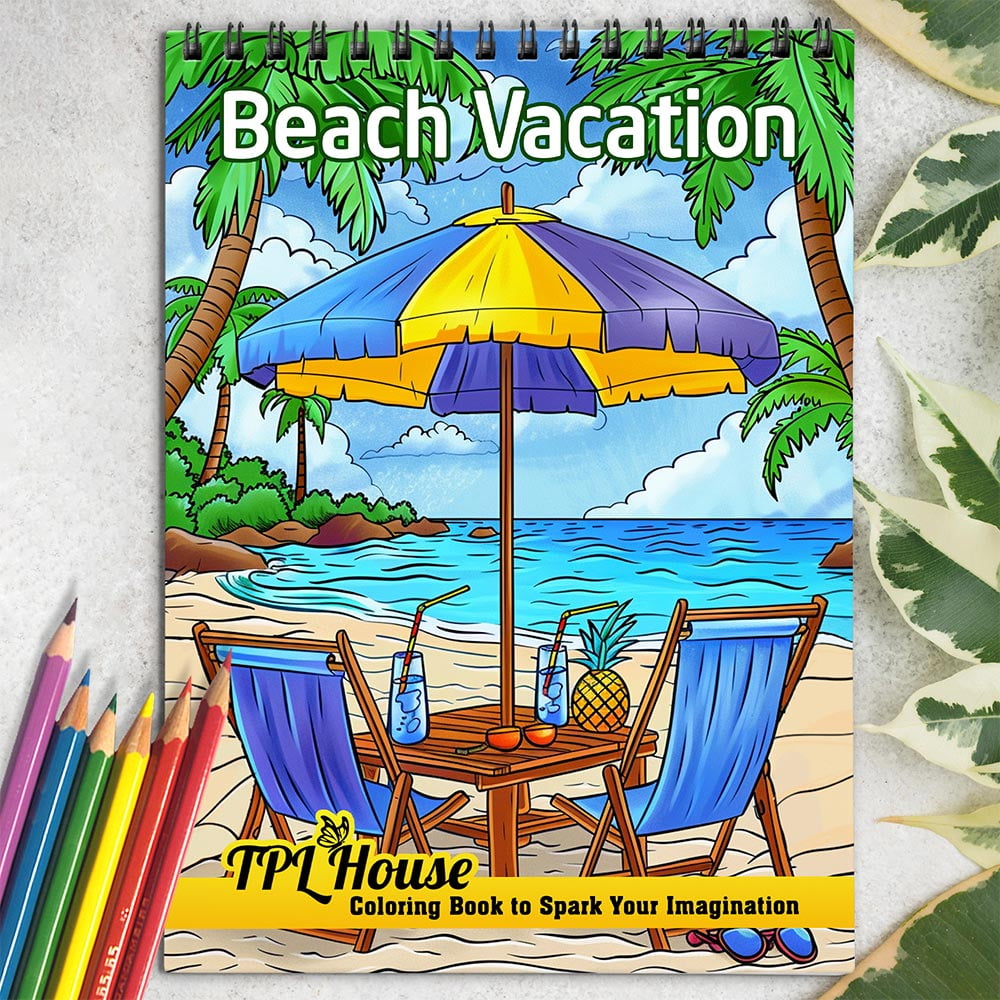 TPLHOUSE Beach Vacation Coloring Book for Adults, Spiral Bound, Soft ...