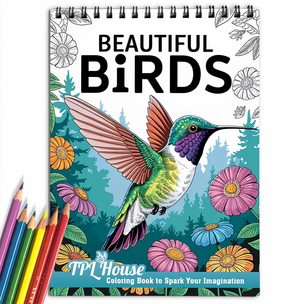 TPLHOUSE Beautiful Birds Coloring Book Spiral Bound for Adult, Premium ...