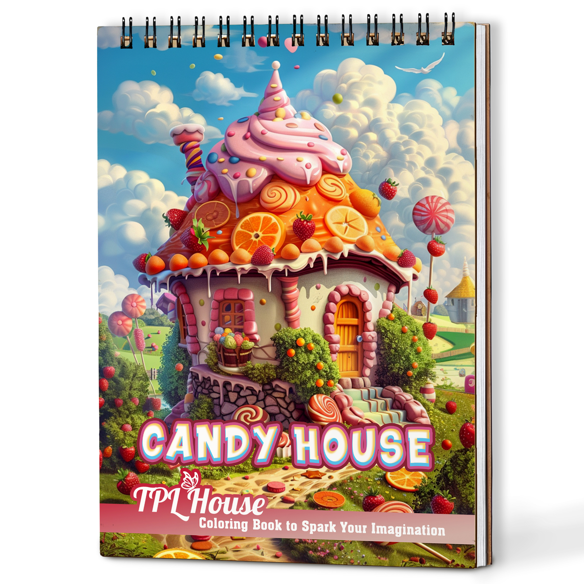 TPLHOUSE Candy House Coloring Book Spiral Bound for Adults, A5 Wooden ...